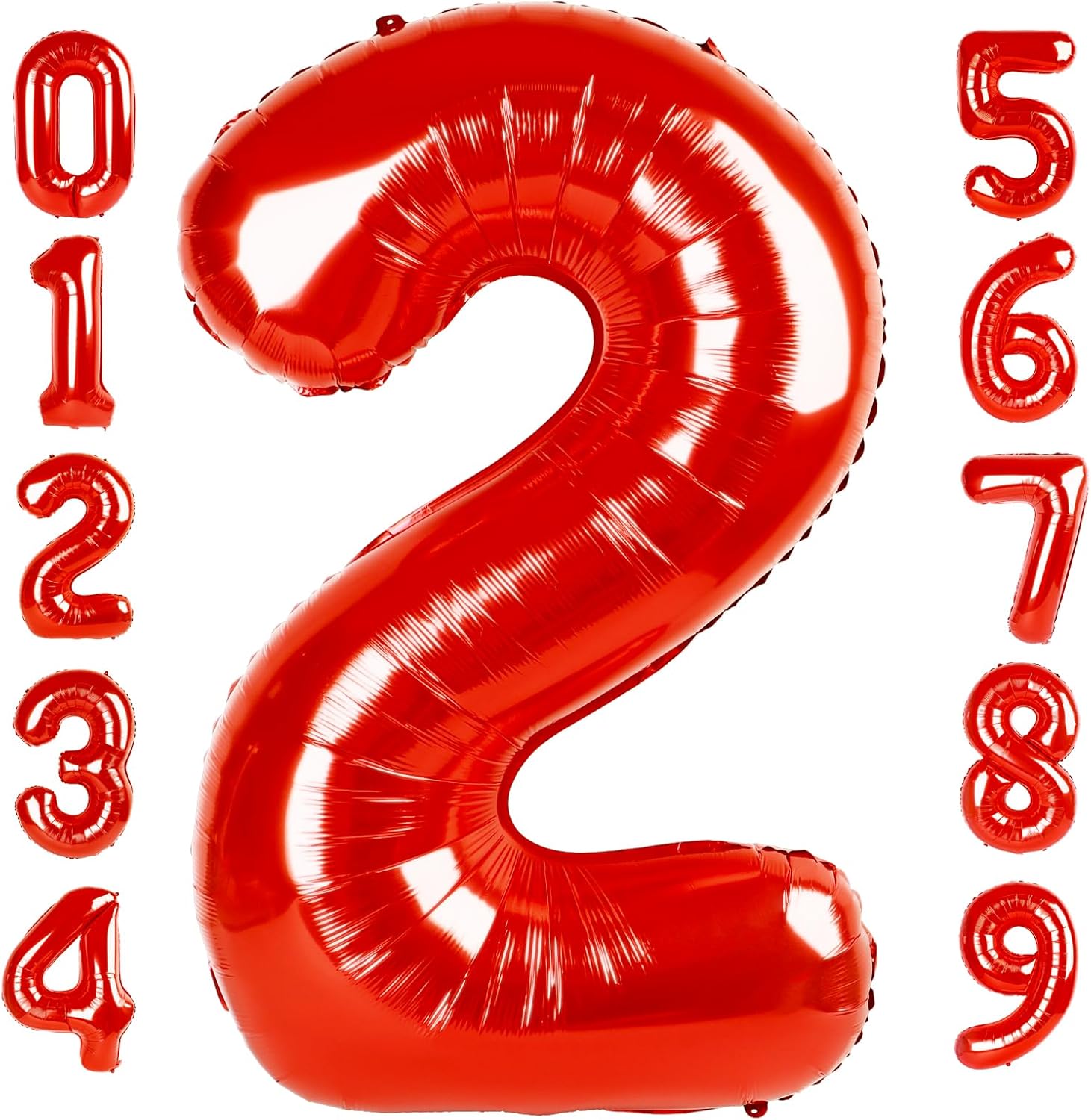 Amazon.com: 2 Numbers Balloon 40 Inch Red Two Balloon Number Birthday ...