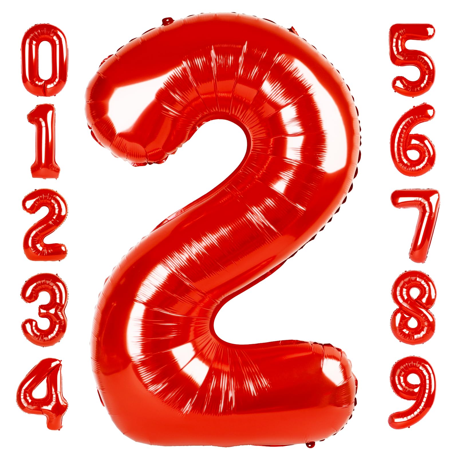 Amazon.com: Number Balloon 40 Inch Red Birthday Decorations, Number 2 ...