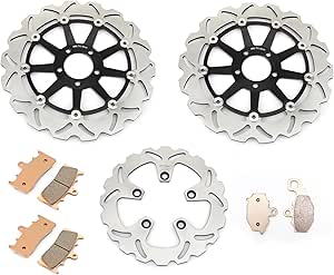 Amazon.com: SFriding Front Rear Brake Disc Rotors Pads Kit for Kawasaki ...