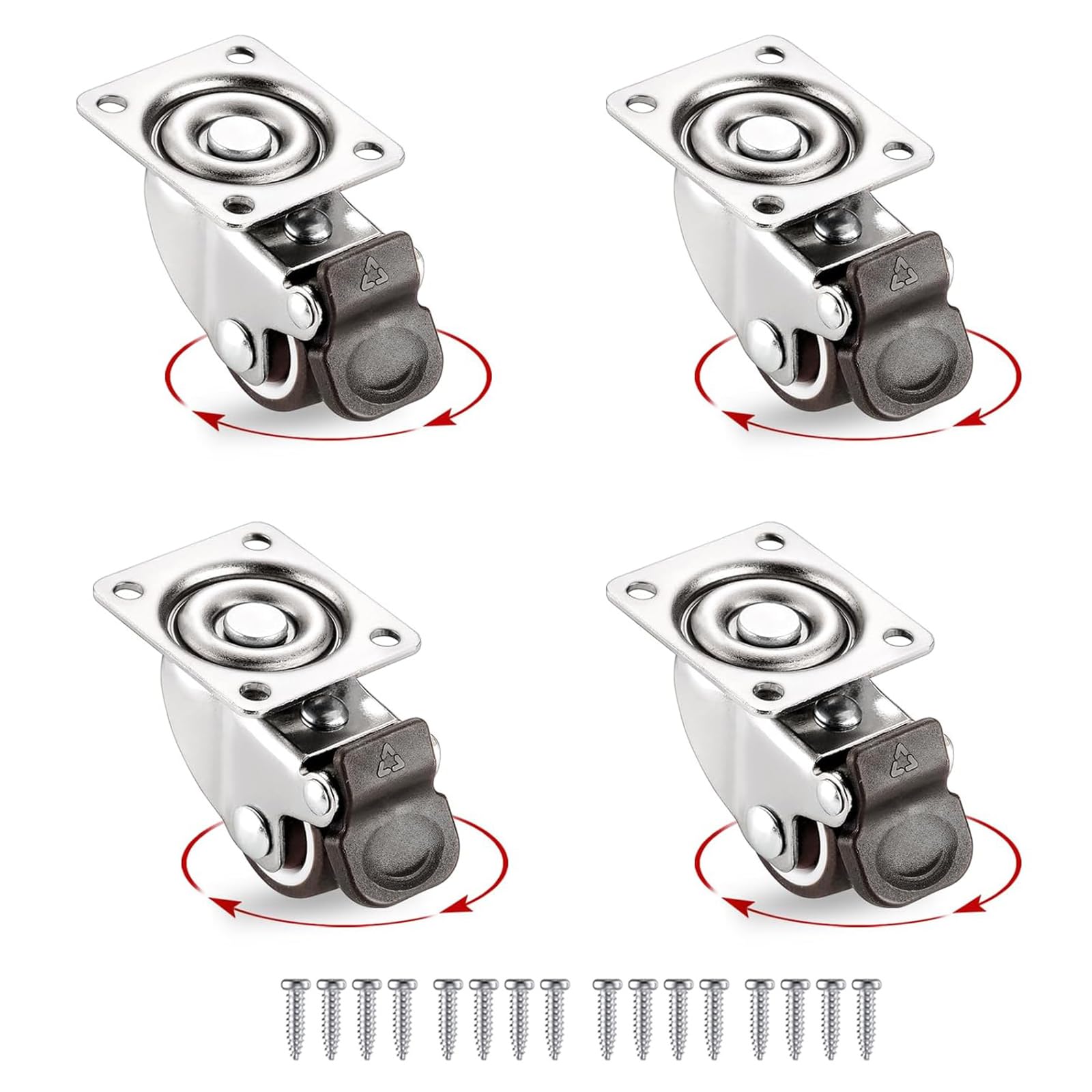 Luxinika 1 Inch Caster Wheels for Furniture, Silent Ball Bearing Swivel ...