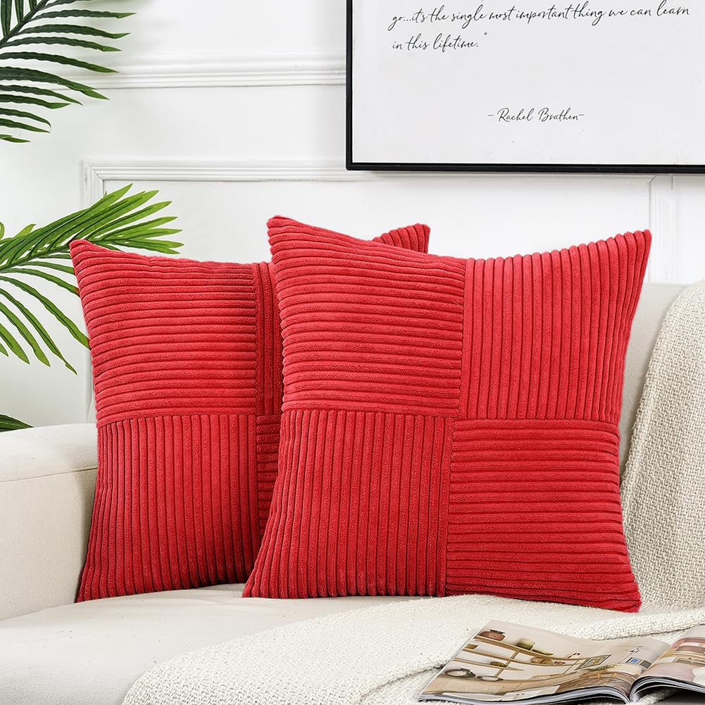 Amazon.com: Fancy Homi 2 Packs Red Decorative Throw Pillow Covers 18x18 ...