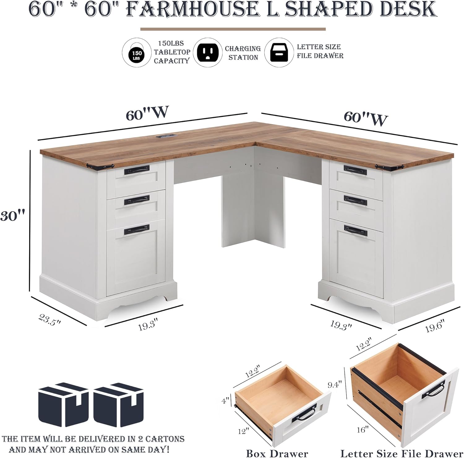 RedLemon 60 Farmhouse L Shaped Executive Desk with Nepal | Ubuy