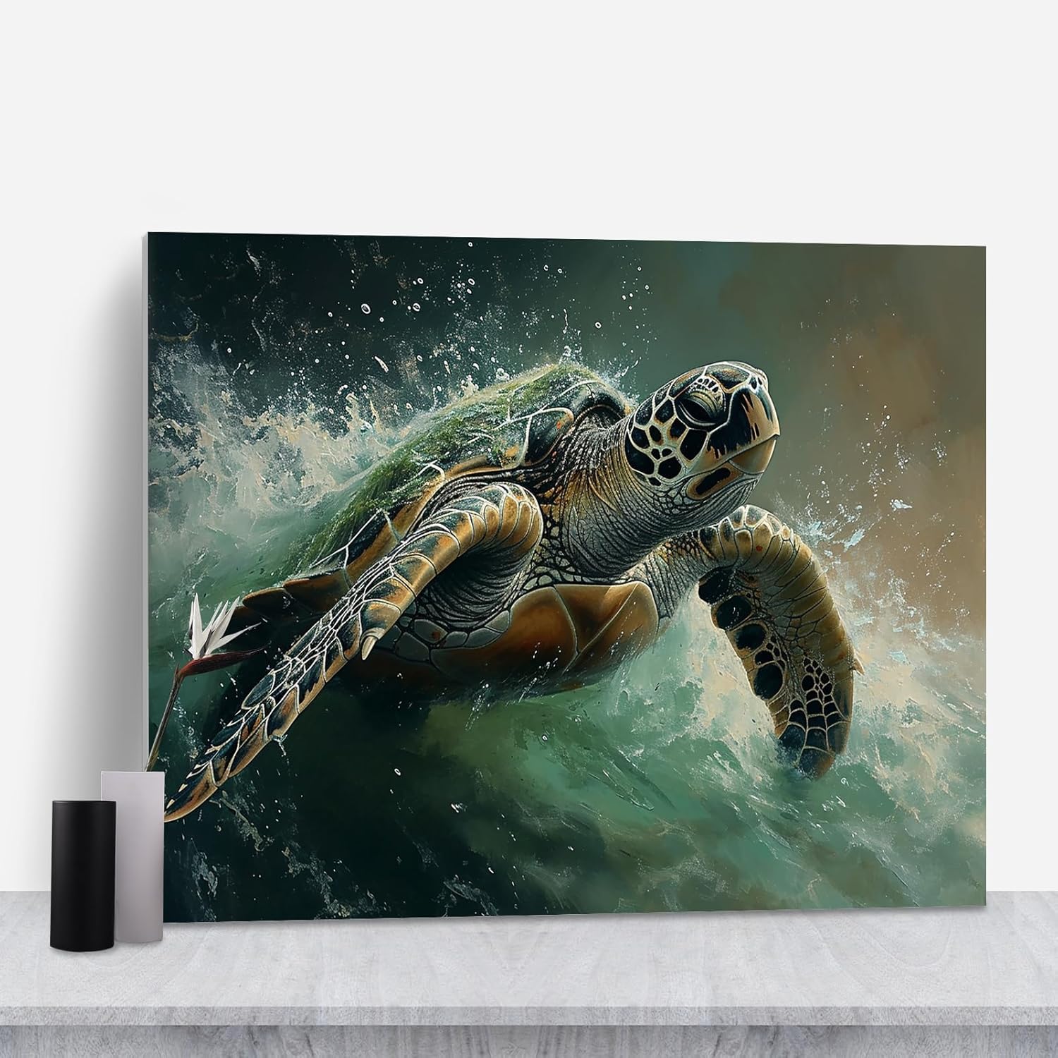 Amazon.com: The Office Decorations,Minimalistic Sea Turtle Wall Art,Oil ...