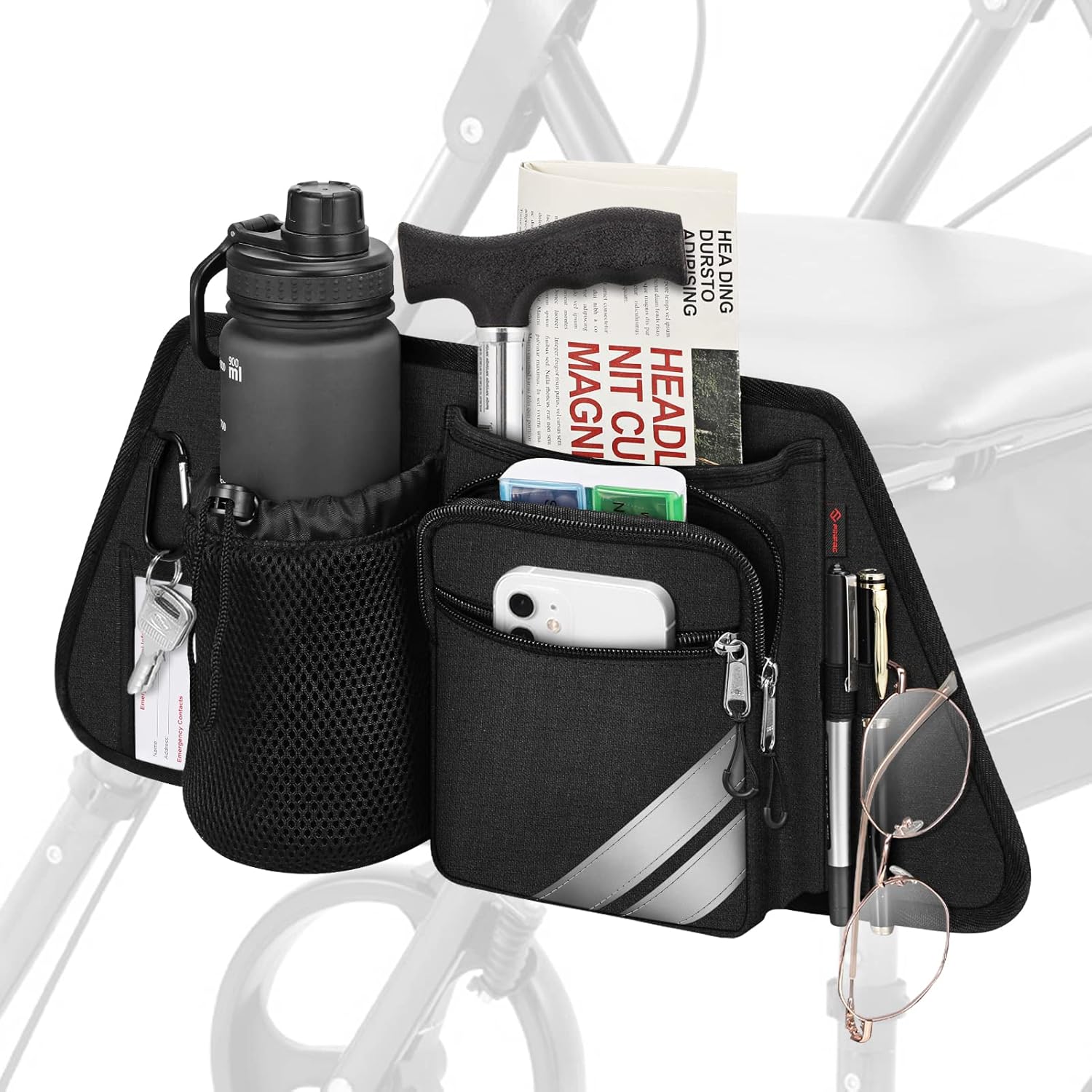 Amazon.com: FINPAC Rollator Side Storage Bag with Cup Holder for ...