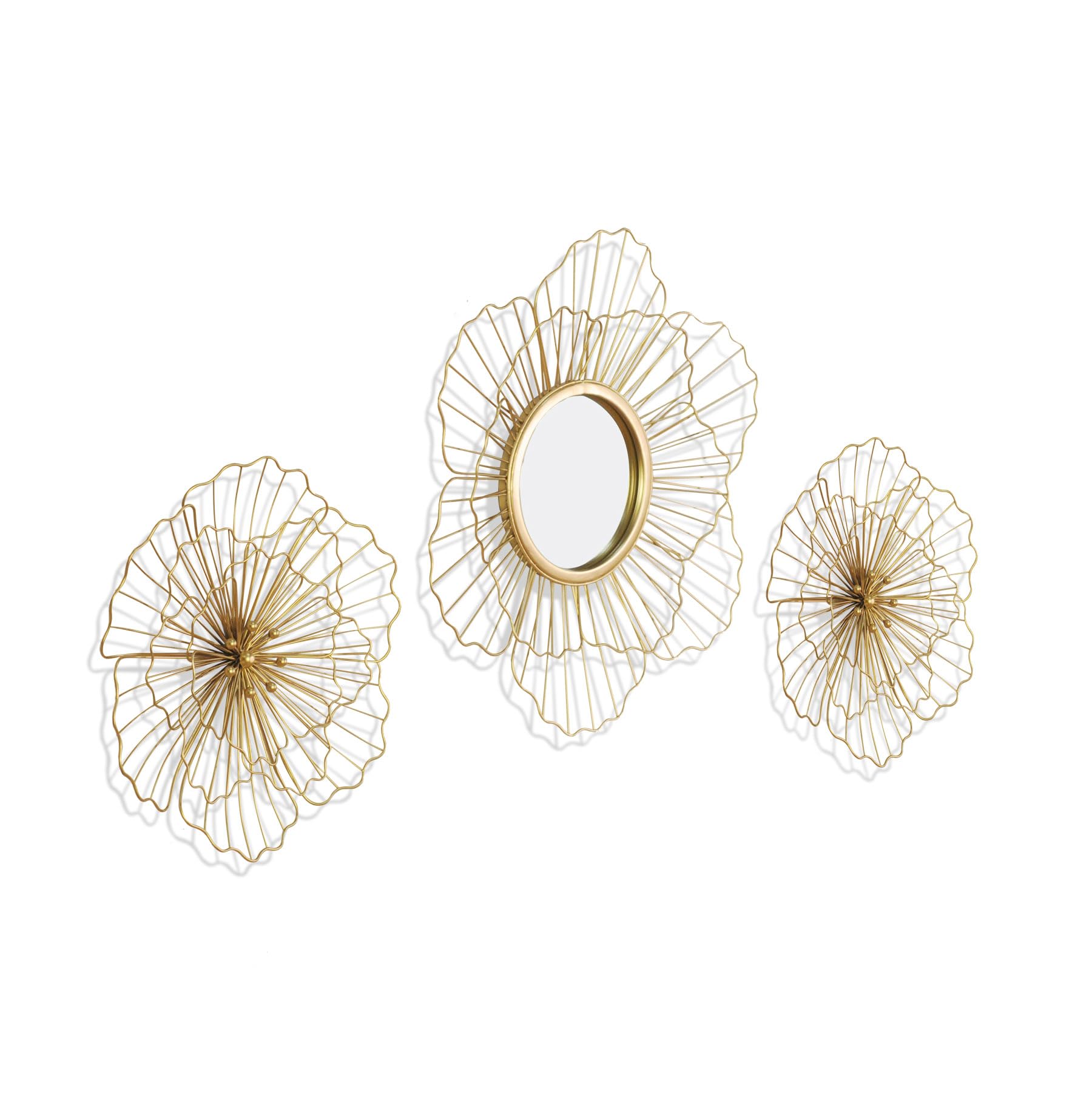LOVNAHO Flower Gold Wall Mirrors Decorative 3 Pack Large Metal Frame ...