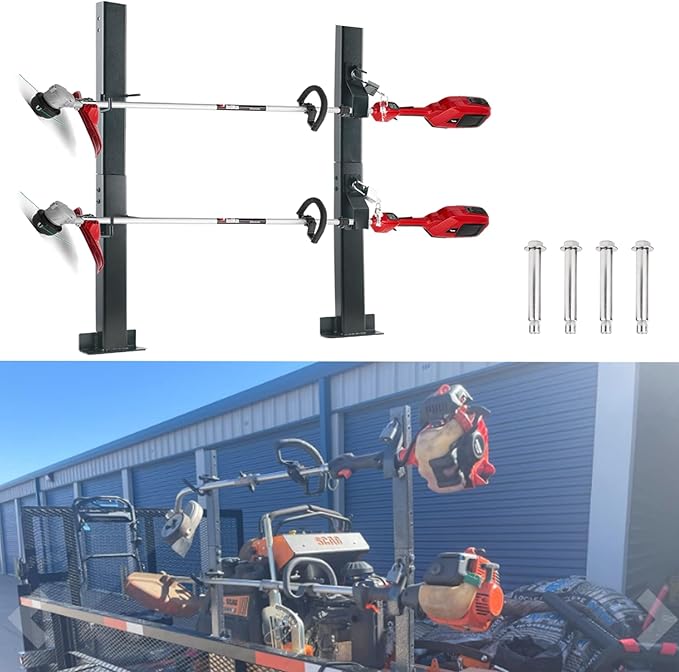 2 Place Trimmers Rack - Lockable Trimmer Landscape Trailer Rack Fit for ...