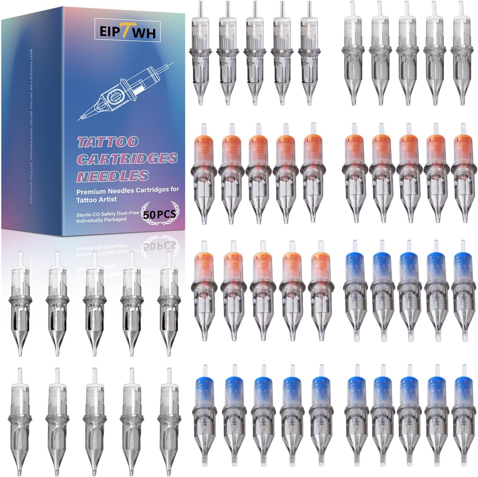 Amazon.com: EIPTWH 50PCS Assorted Tattoo Cartridges Needles,#12RL RS M1 ...