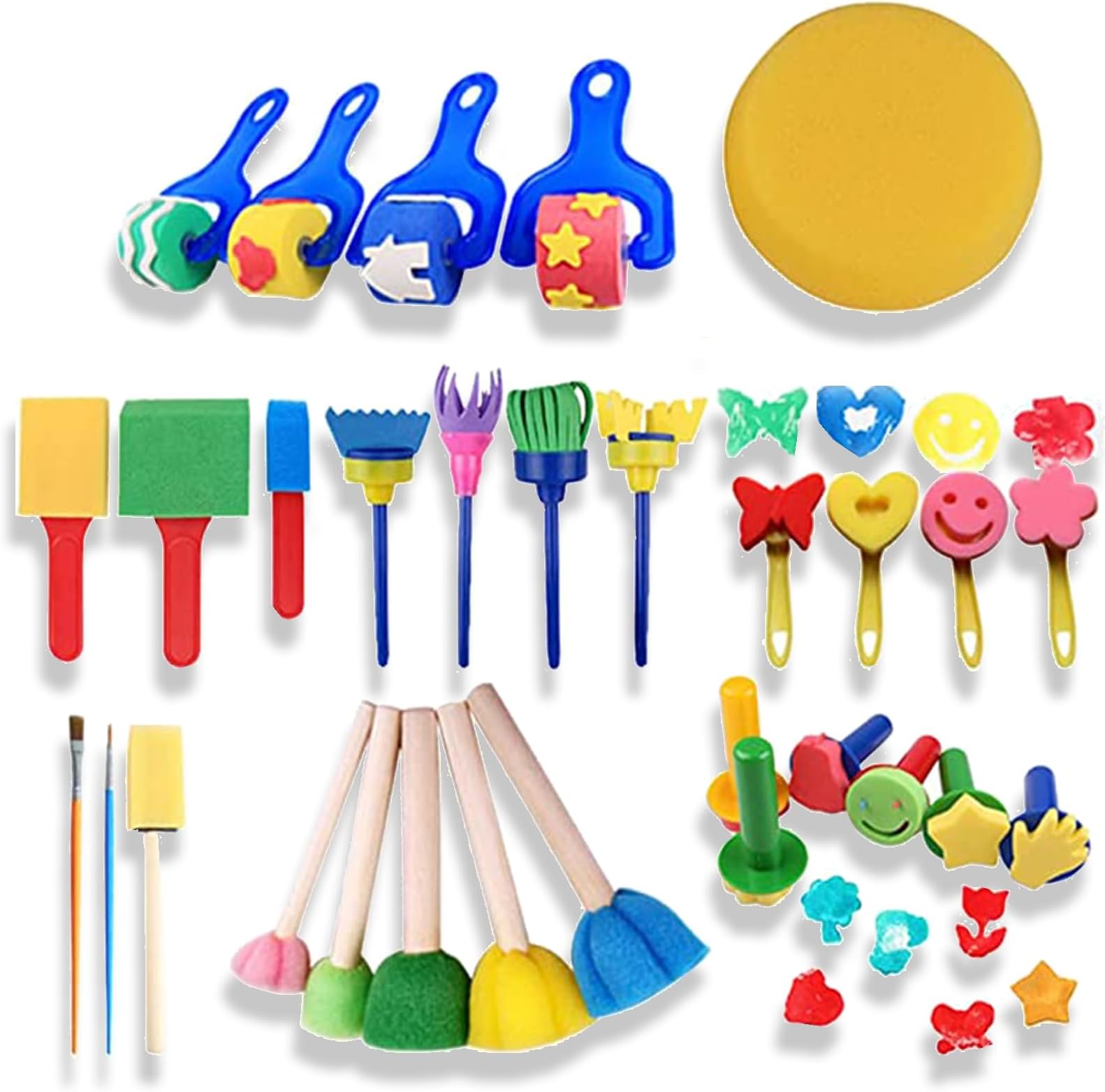 Dokpav 52 Stück Schwamm Pinsel Set Kinder, Kinder Malwerkzeuge Set ...