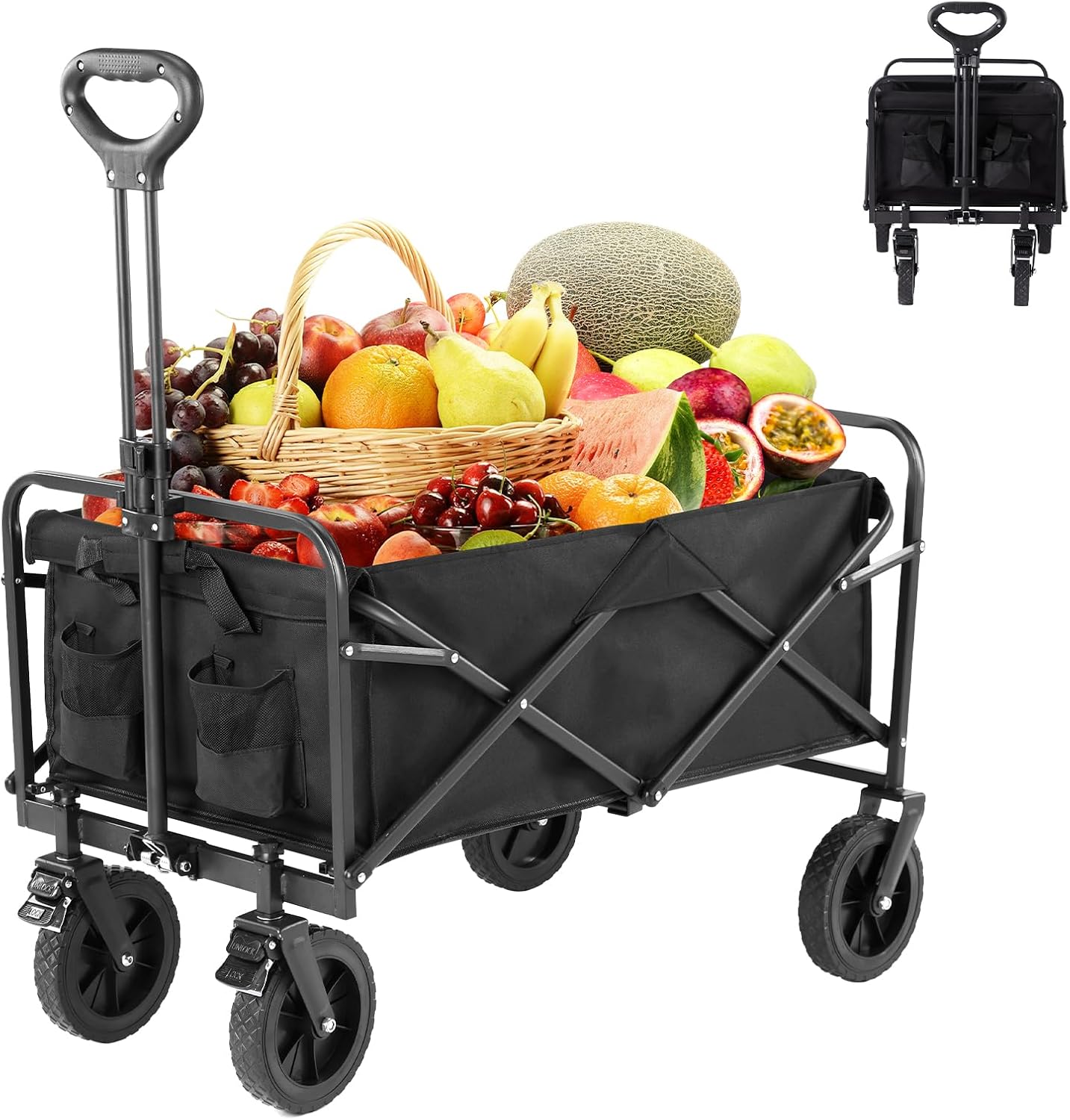 Amazon.com: NEWBULIG Collapsible Folding Wagon,330LBS Heavy Duty ...