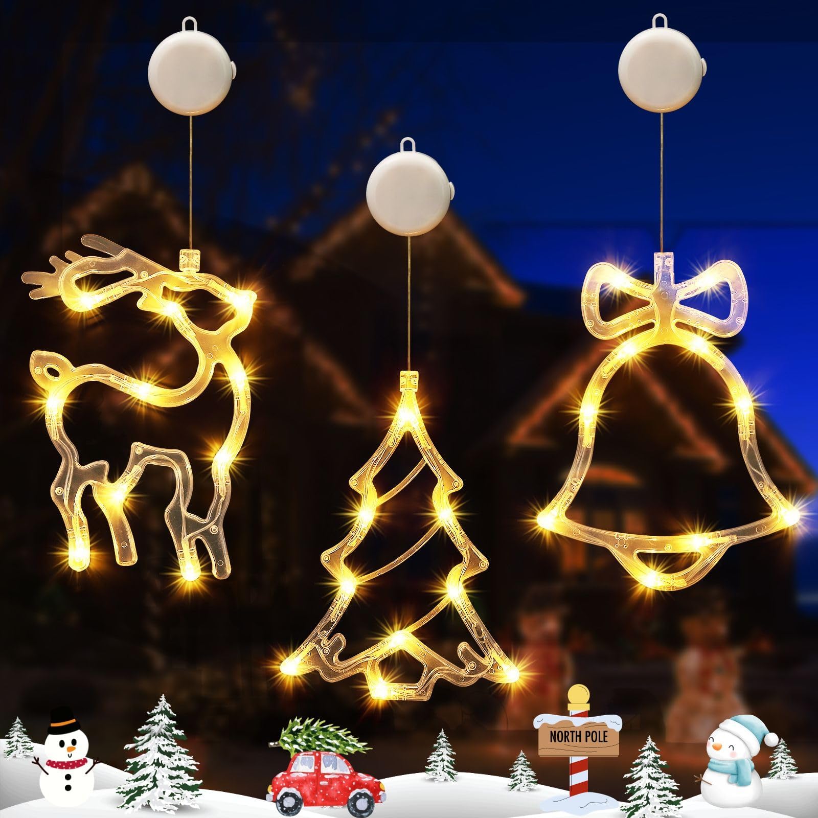 Amazon.com: BRIGHTDECK Christmas Window Lights Decorations, Battery ...