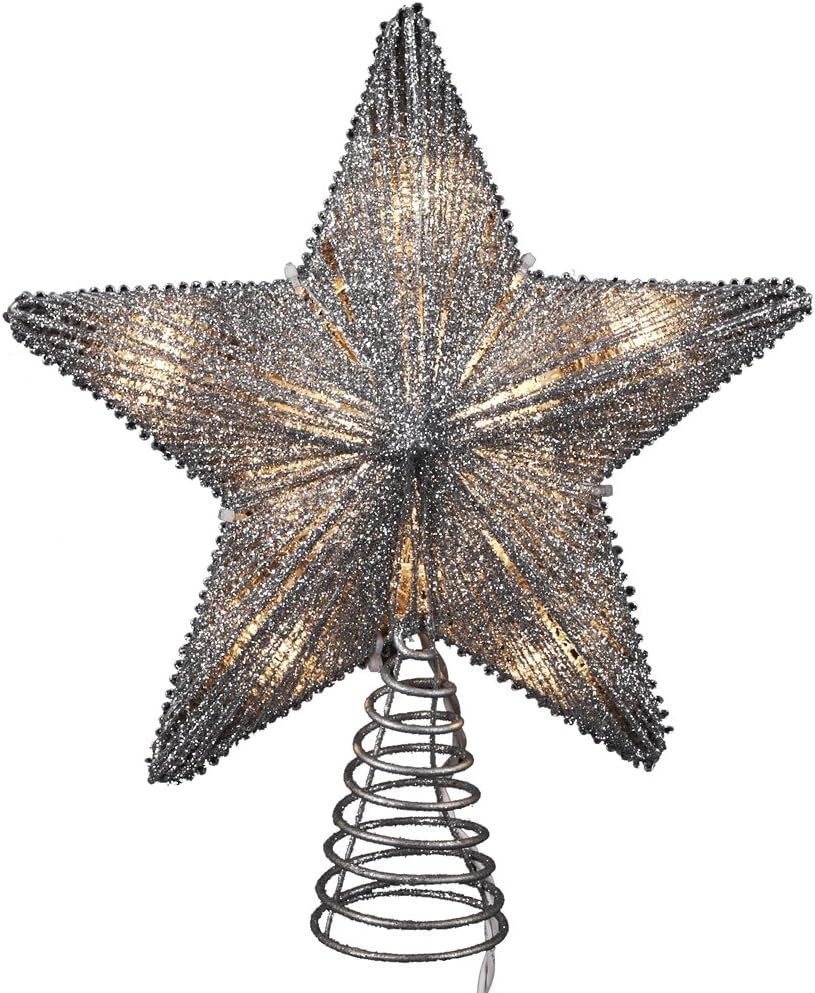Amazon.com: Kurt Adler 10-Inch Silver Star Treetop Tree top : Home ...