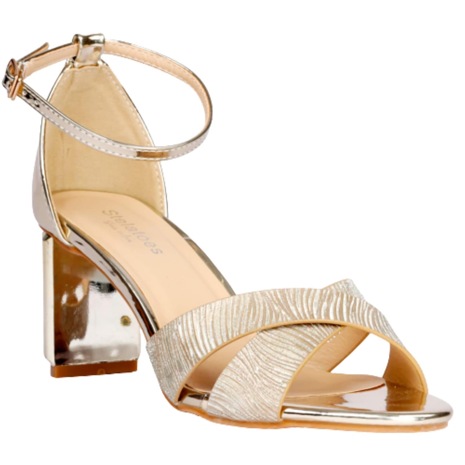 Buy Stelatoes Women's PU Champagne Heels Sandals (Heel Height : 3 ...
