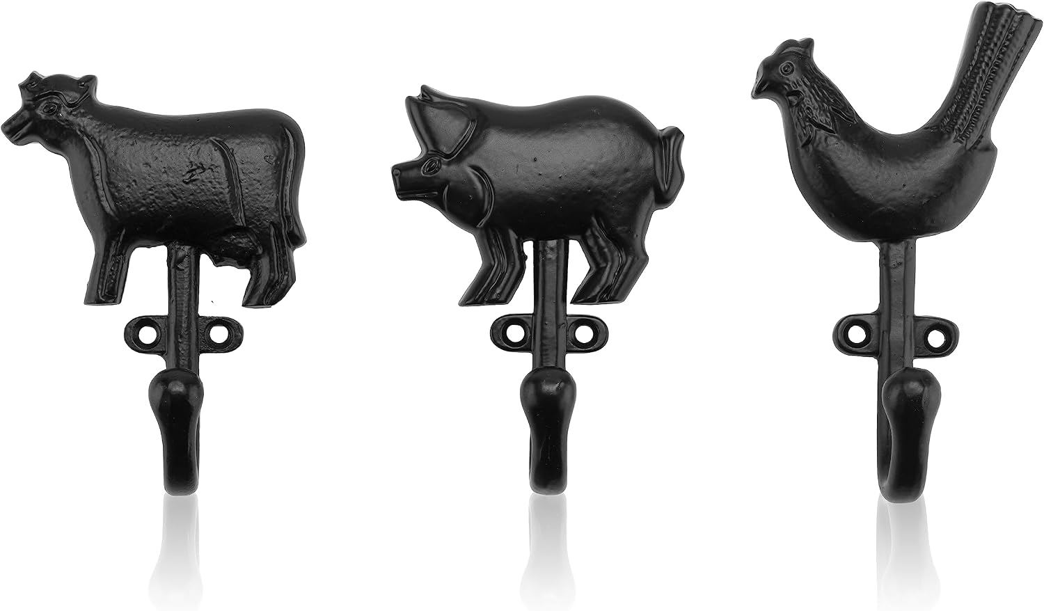 Amazon.com: CRAFTSMAN ROAD Farm Animal Cast Iron Wall Hooks (Black ...