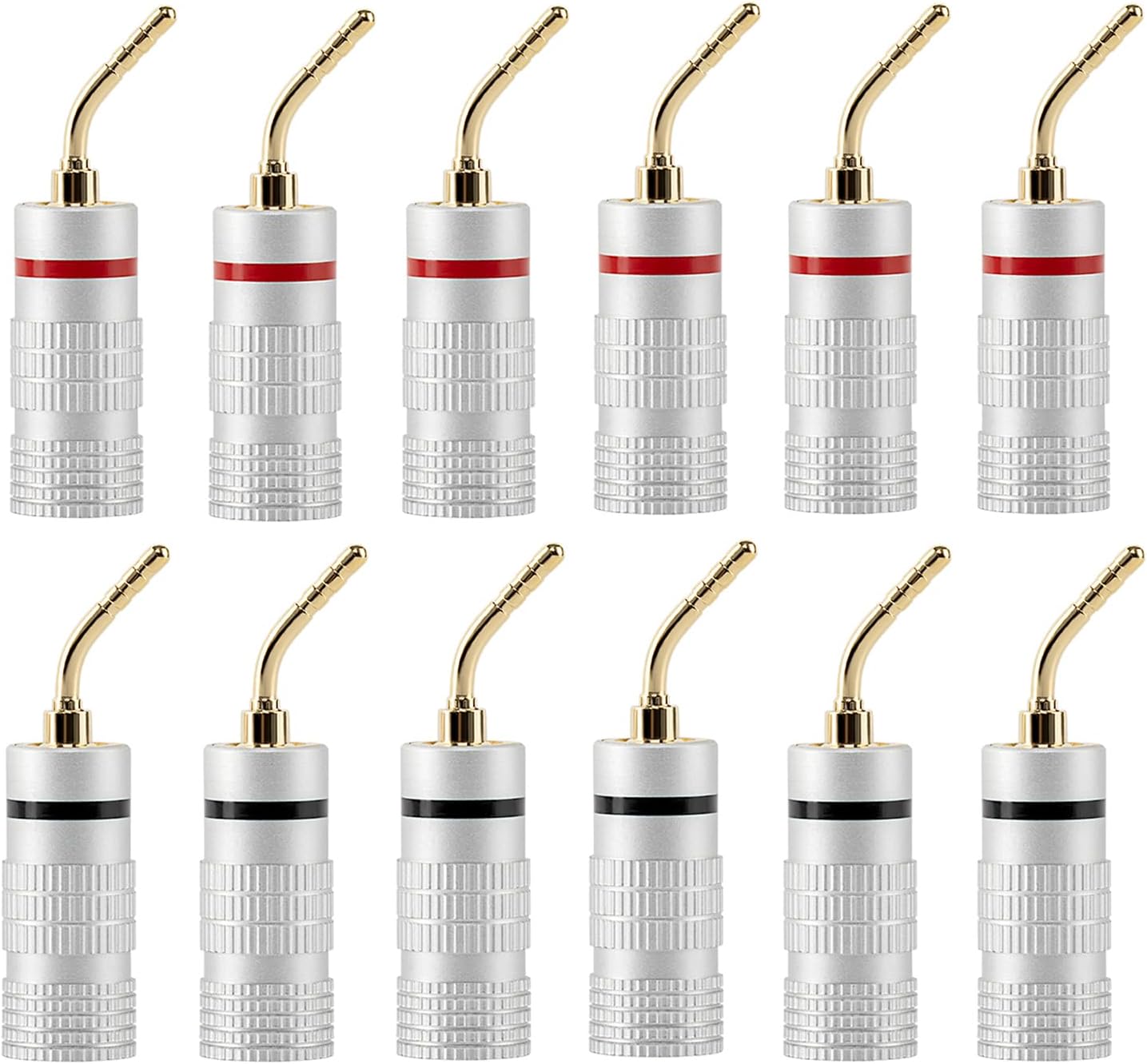 12PCS Banana Pin Plug, 24K Gold Plated Audio Speaker Pin Plug, Double ...
