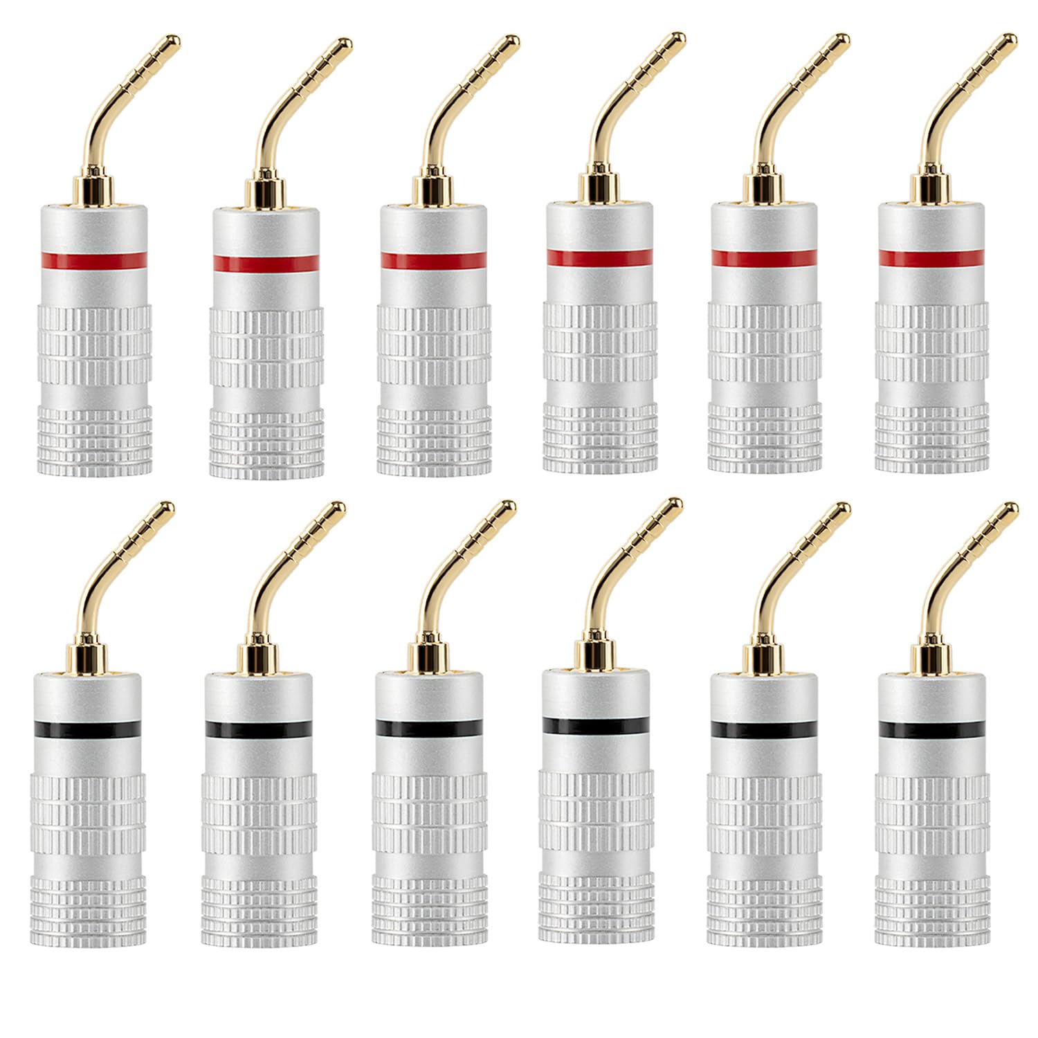 12PCS Banana Pin Plug, 24K Gold Plated Audio Speaker Pin Plug, Double ...