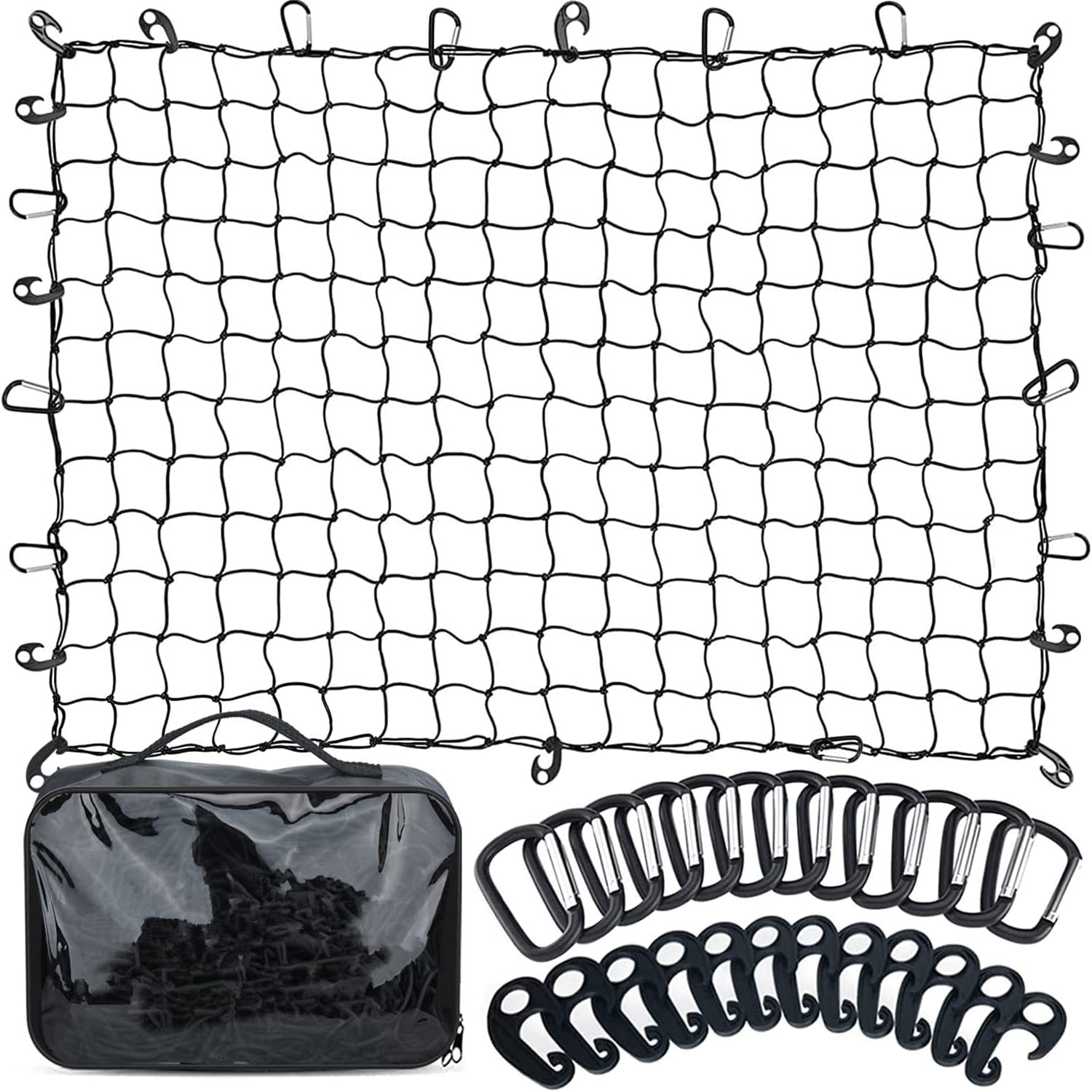 Cargo Net, 4x6Ft Adjustable Elastic Storage Organizer Net Stretches to ...