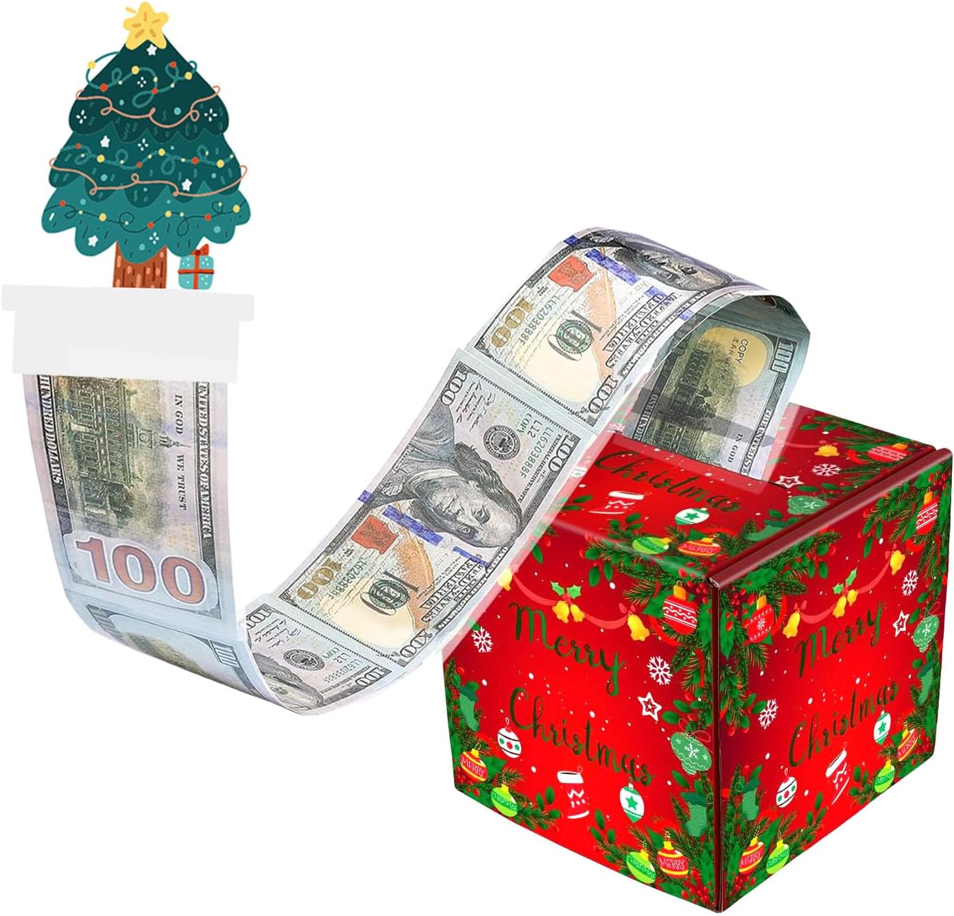 Amazon.com: QINGRUIGO Christmas Money Box for Cash Gift Pull,Surprise ...
