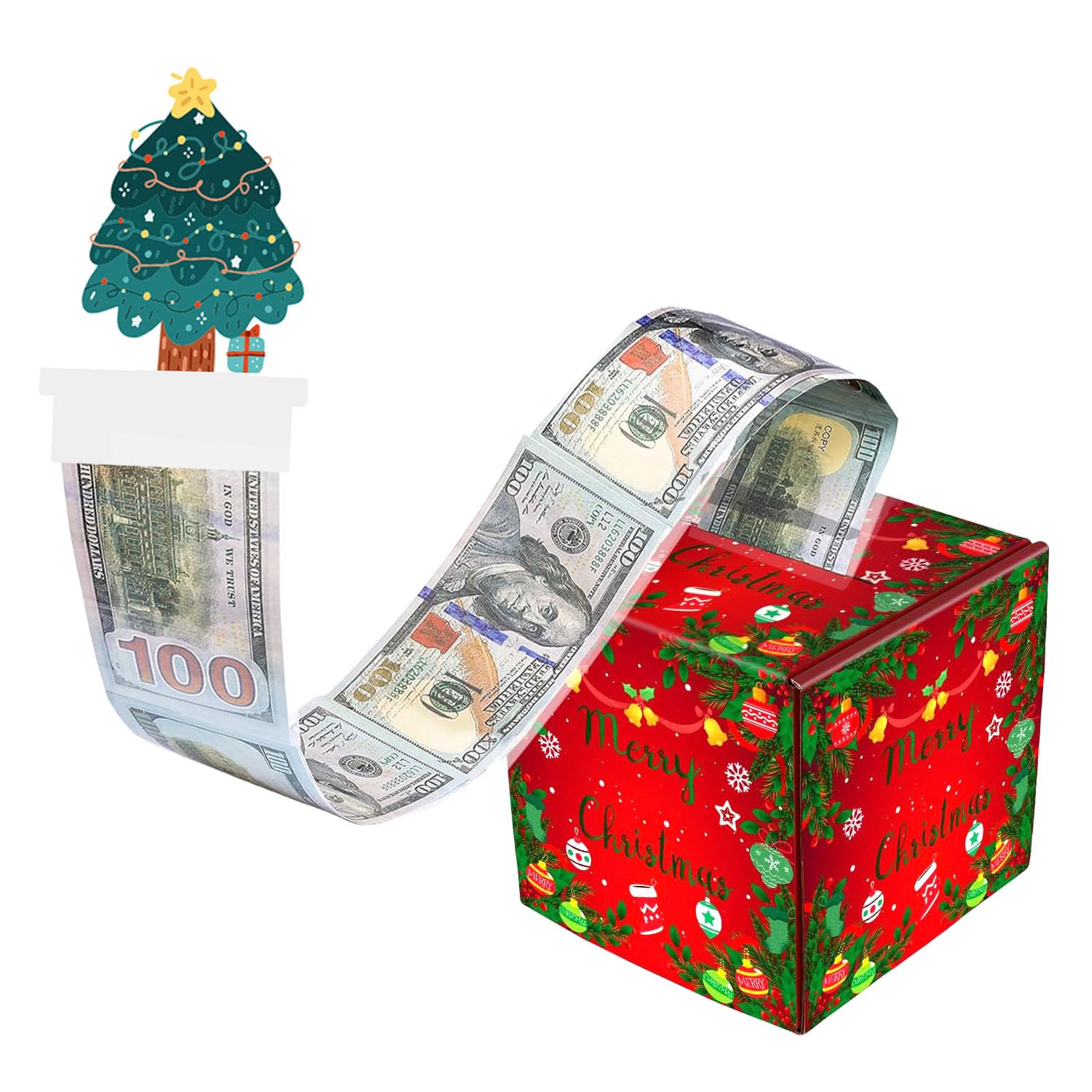 Amazon.com: QINGRUIGO Christmas Money Box for Cash Gift Pull,Surprise ...
