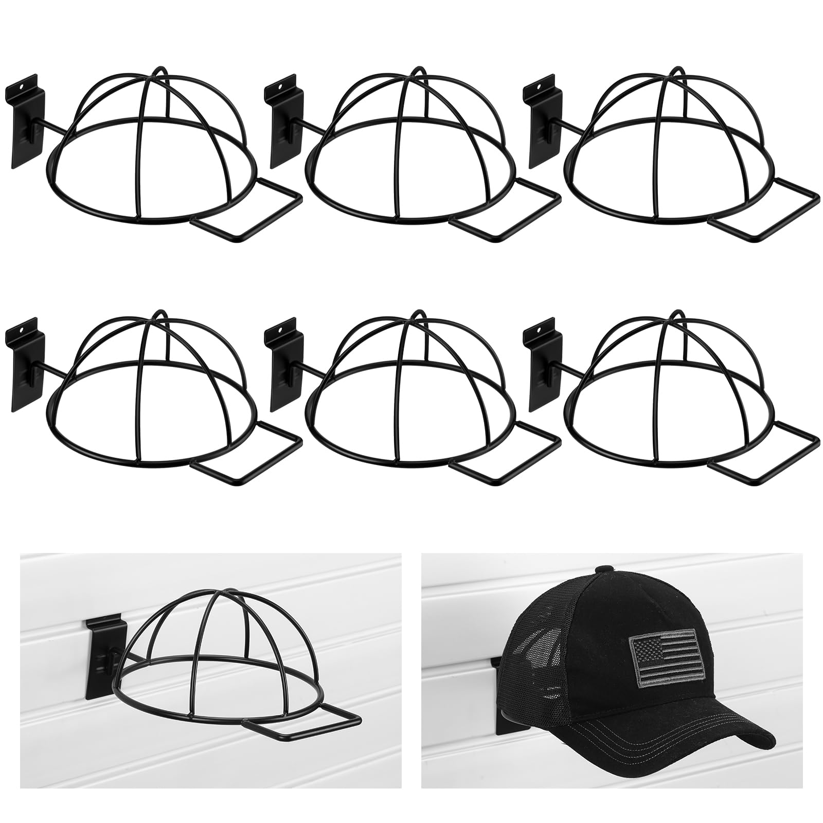 Amazon.com: Barydat 6 Pcs Slat Wall Hat Display Wire Headwear Display ...