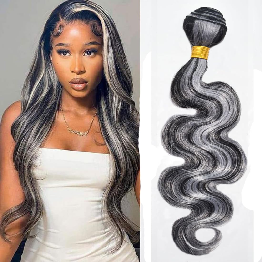 Amazon.com : HeioWuio P4/Grey Body Wave Hair Bundles Brazilian Remy ...