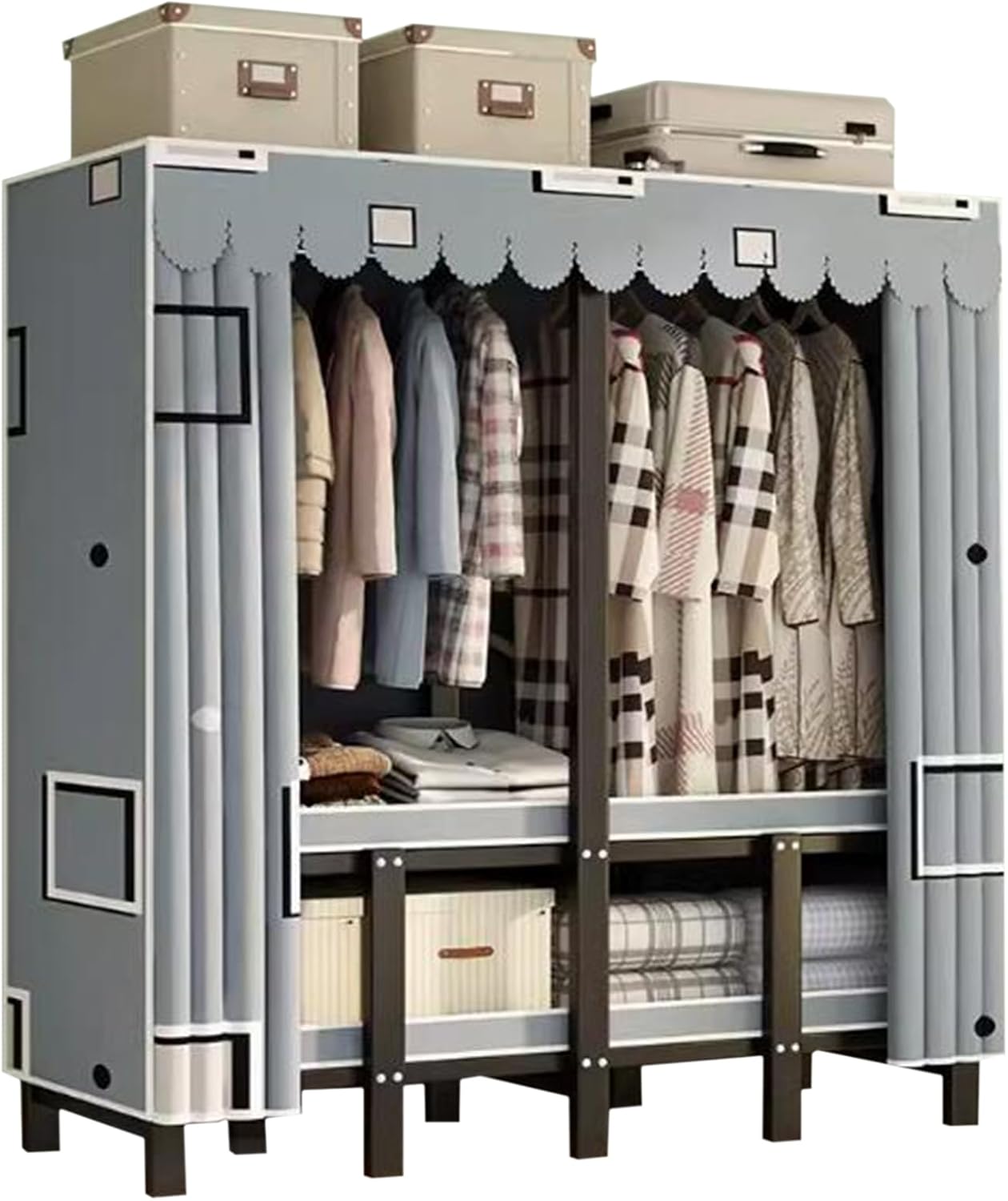 Amazon.com: SOBOUR Easy Folding Wardrobe Closet Standing Metal Steel ...