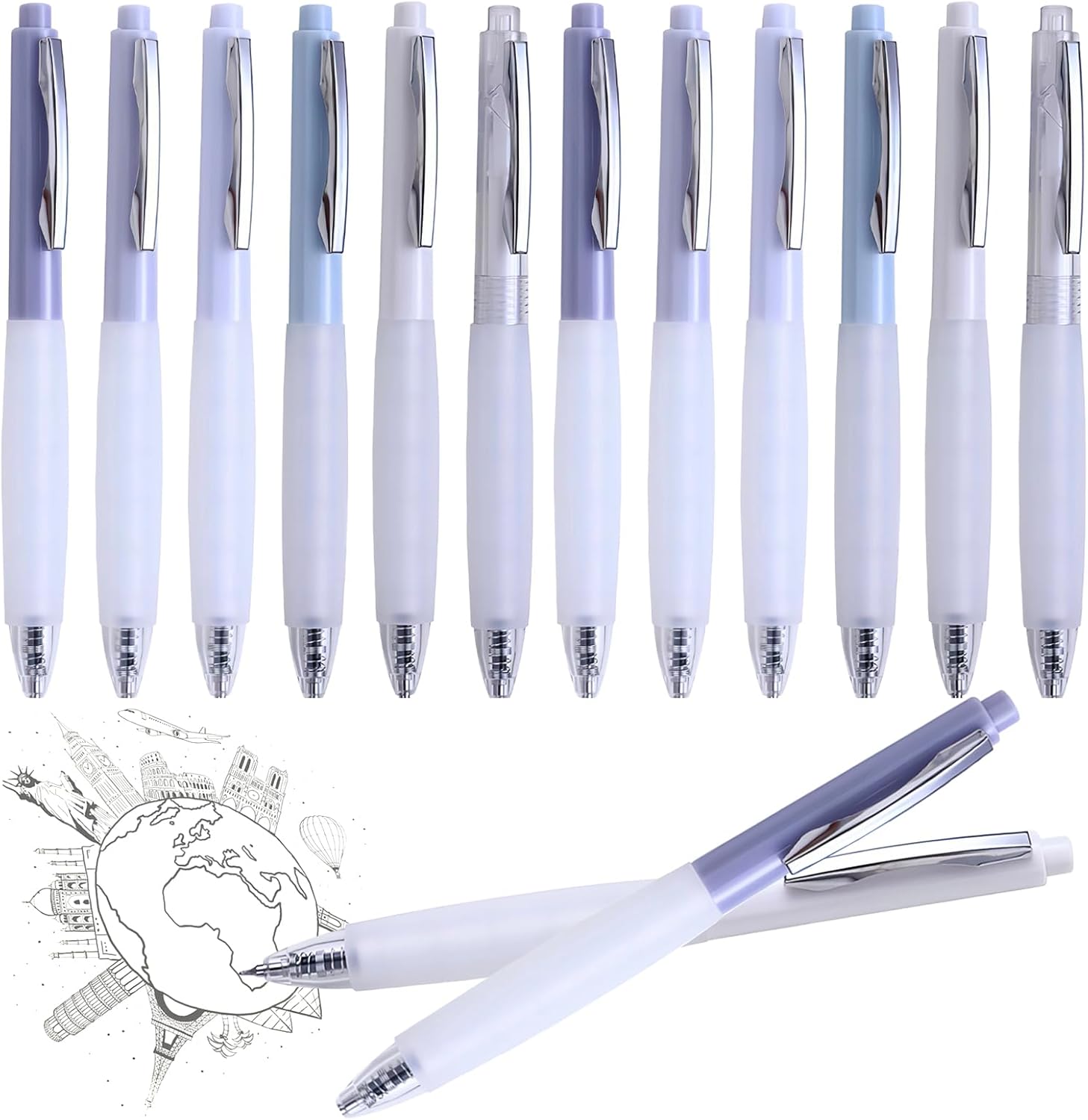 Amazon.com: 12 PCS Quick Dry Ink Pens, Silent Click Gel Pen, Soft ...