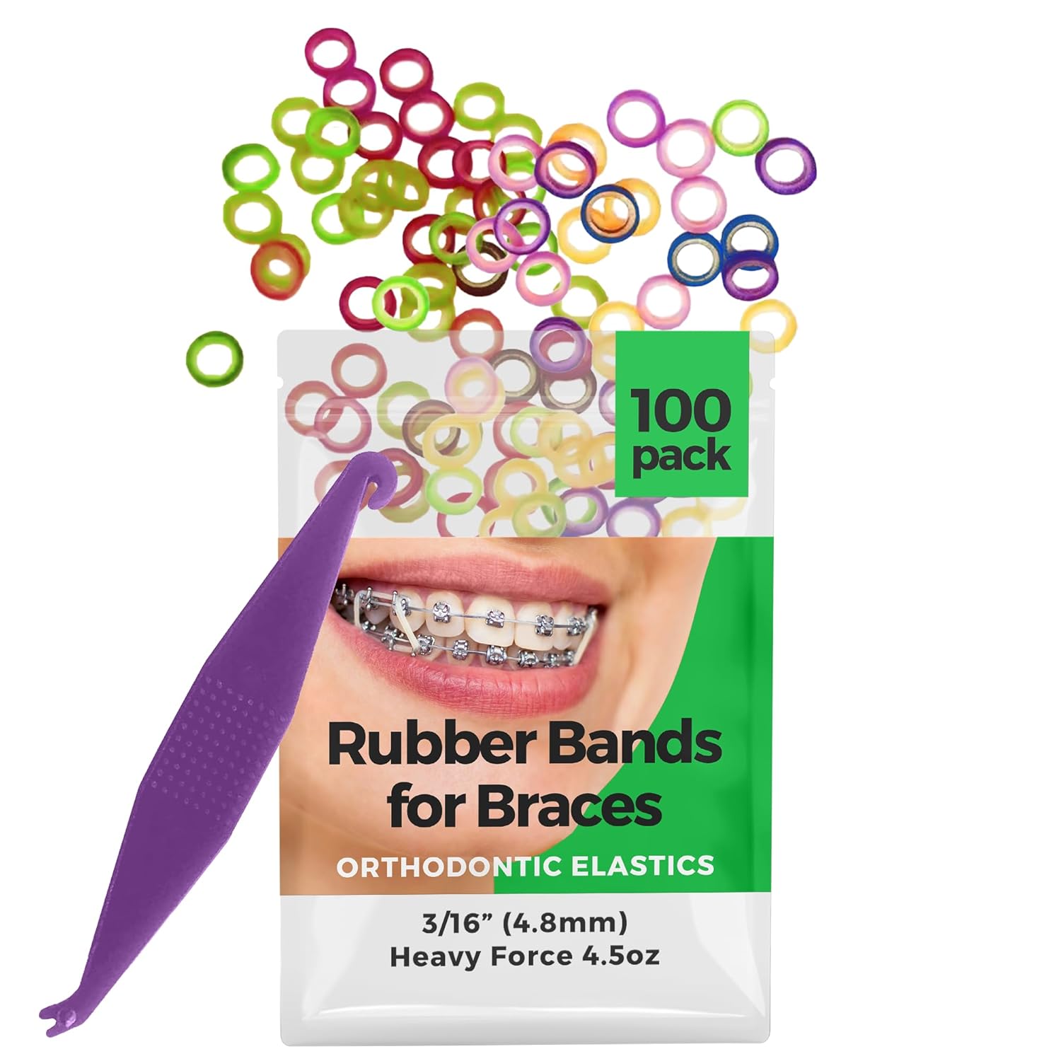 Amazon.com : Orthodontic Elastic Rubber Bands - 3/16 Inch, Small, 100 ...
