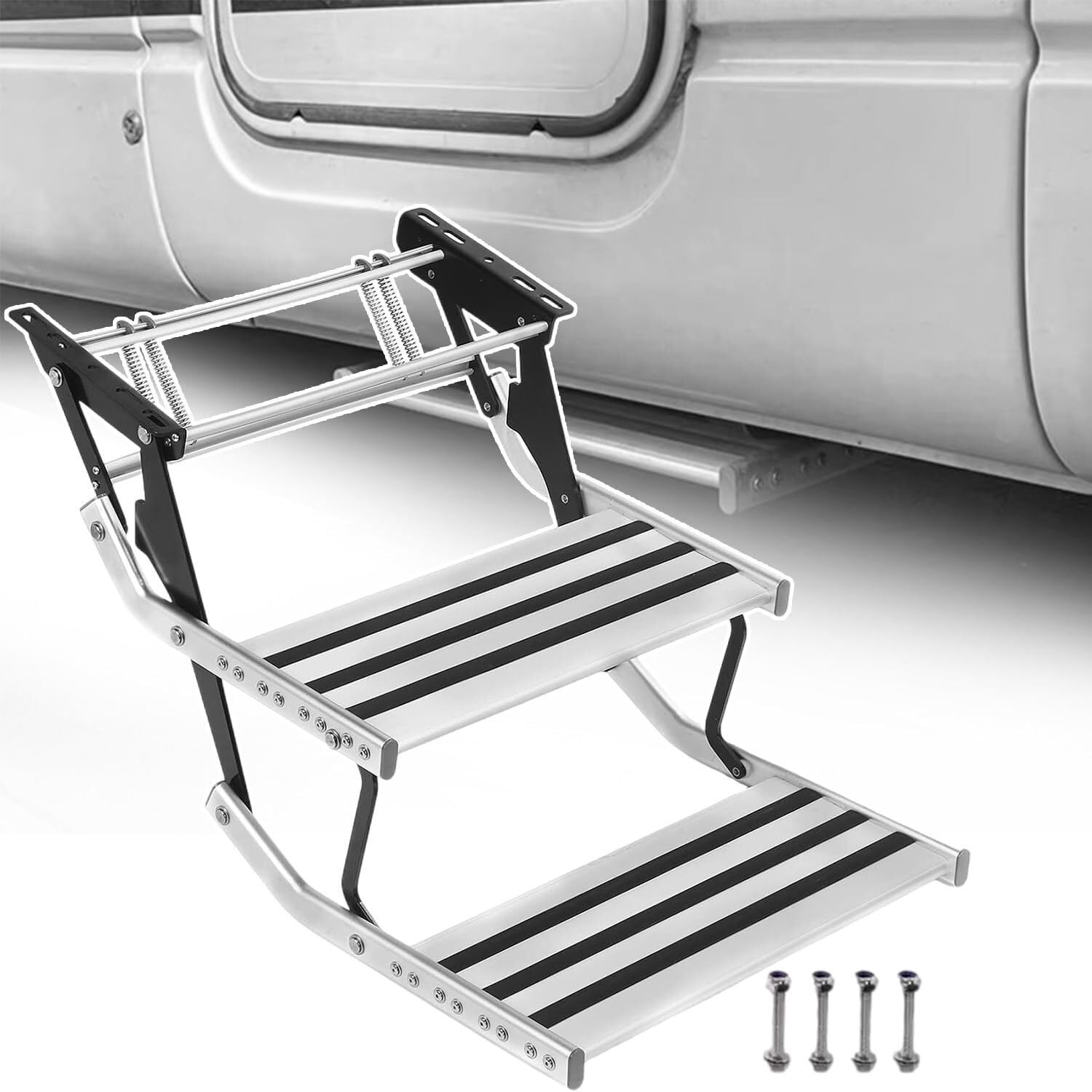 Buy GLEOOJC RV Entry Steps, Manual Folding Aluminum Stairs, Caravan ...