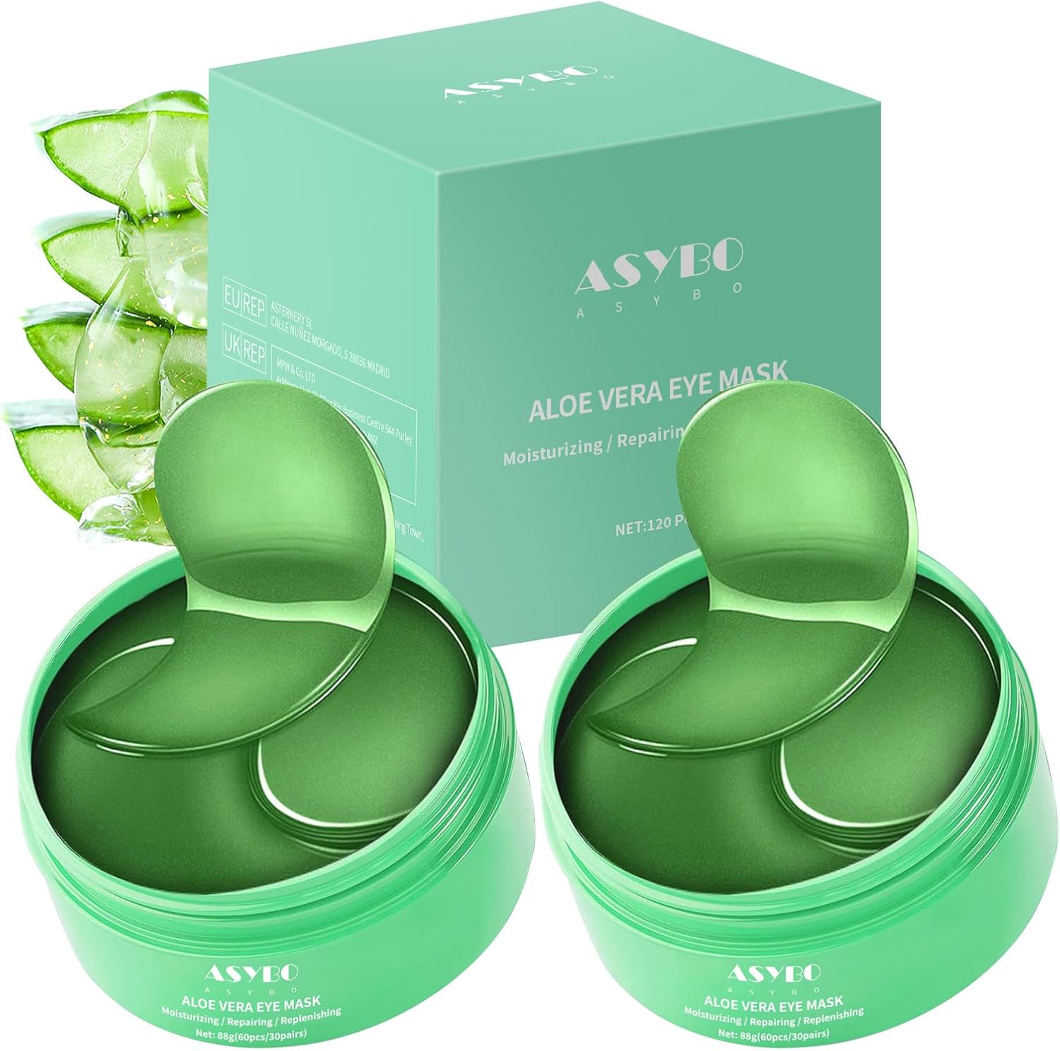 ASYBO Aloe Vera Eye Mask, 120 Pcs Under Eye Patches, Eye Treatment Mask ...