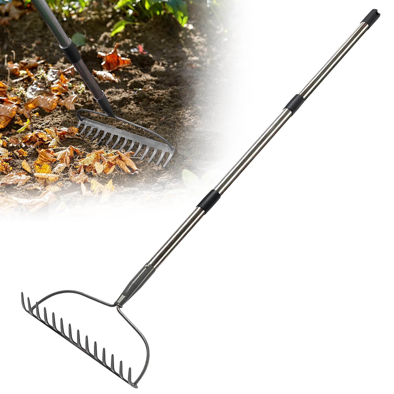 Amazon.com : Rake for Leaves, Garden Bow Rake Heavy Duty, 5 ft Leaf ...