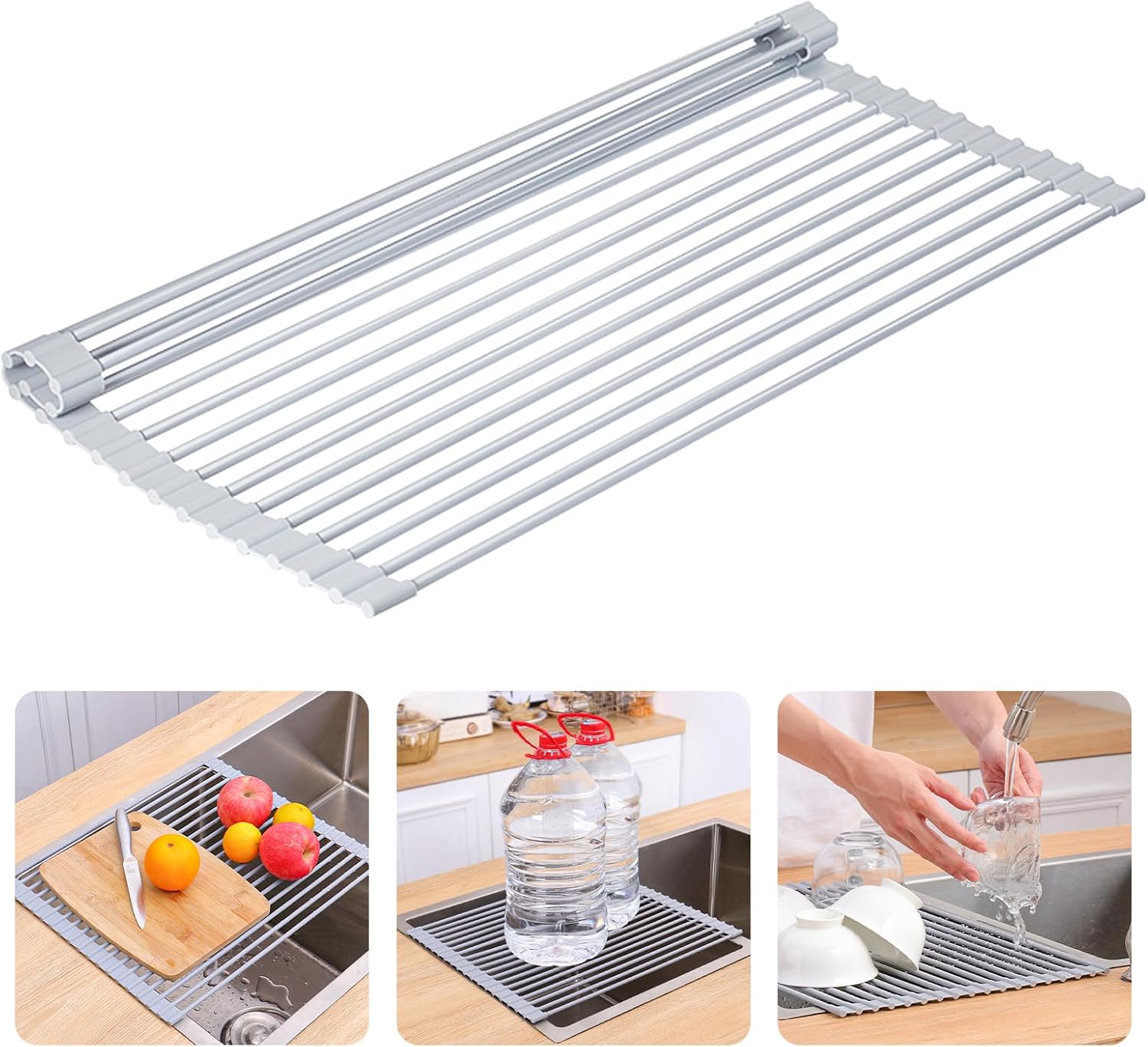 Amazon.com - SPROUTS TREES Roll Up Dish Drying Rack Tray Over Sink ...