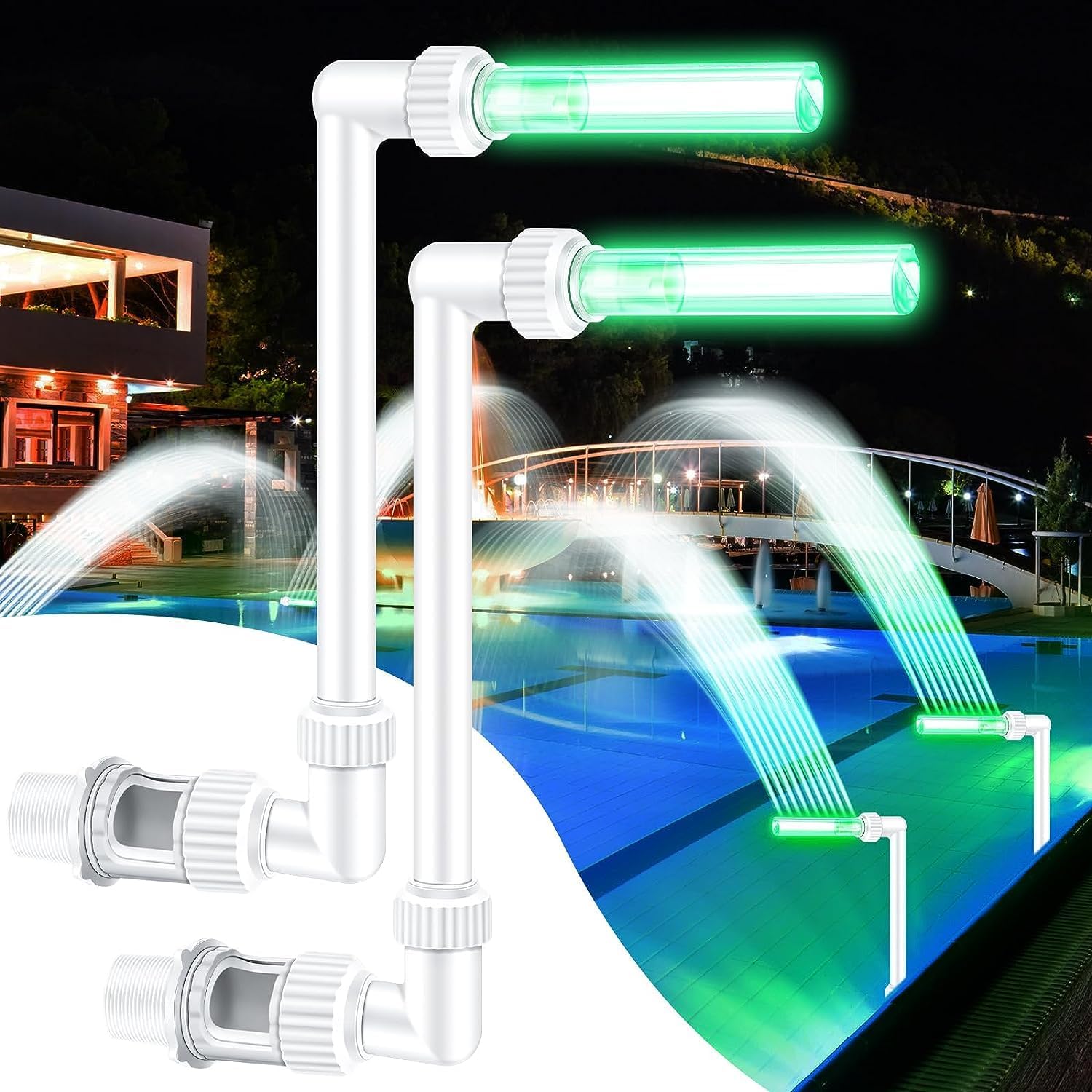 Azonee Fluorescent Green Swimming Pool Waterfall Fountain, Above Ground ...
