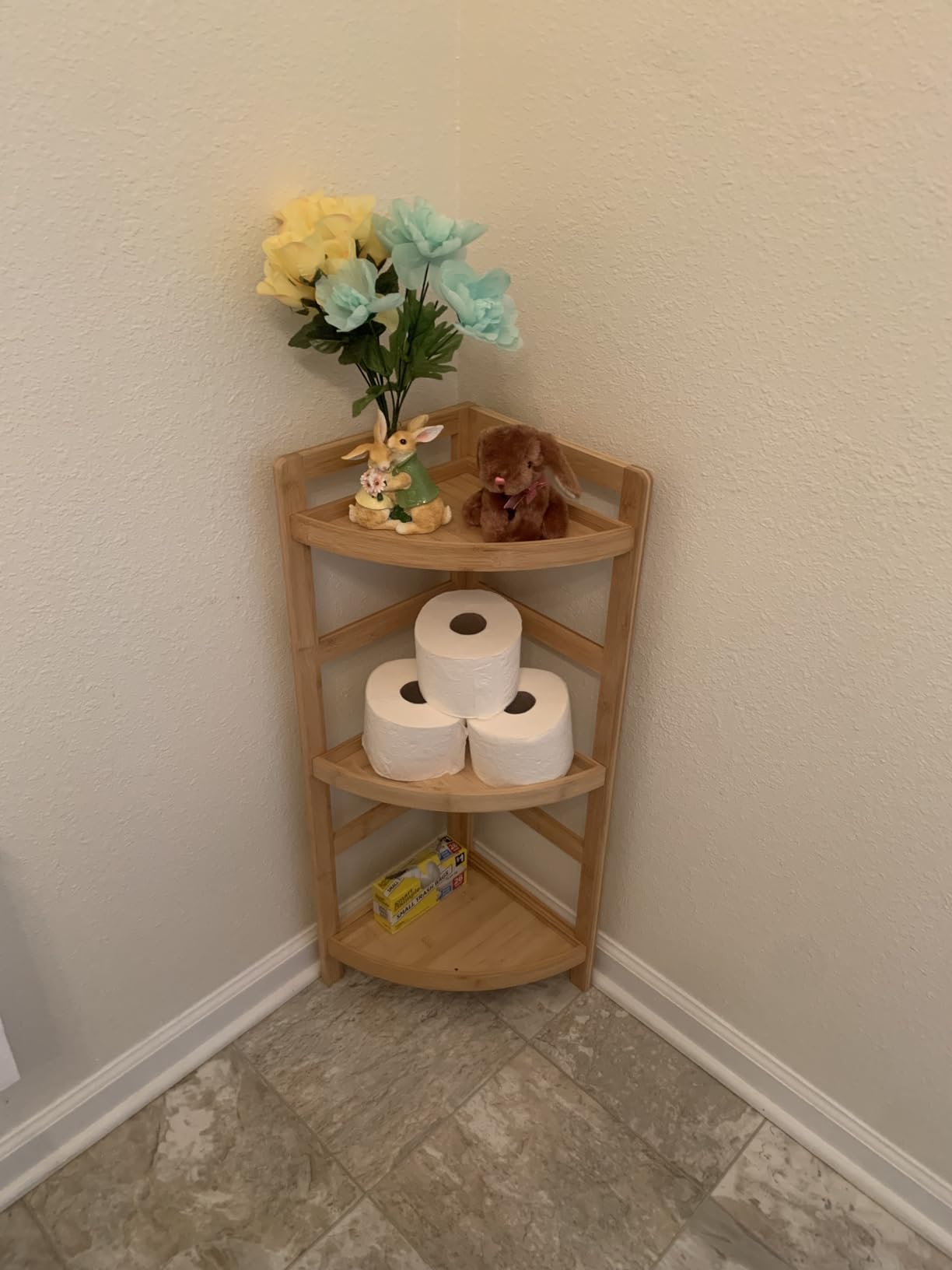 Amazon.com: GREEHOMEDE 3 Tier Bamboo Corner Shelf Storage Rack, Free ...