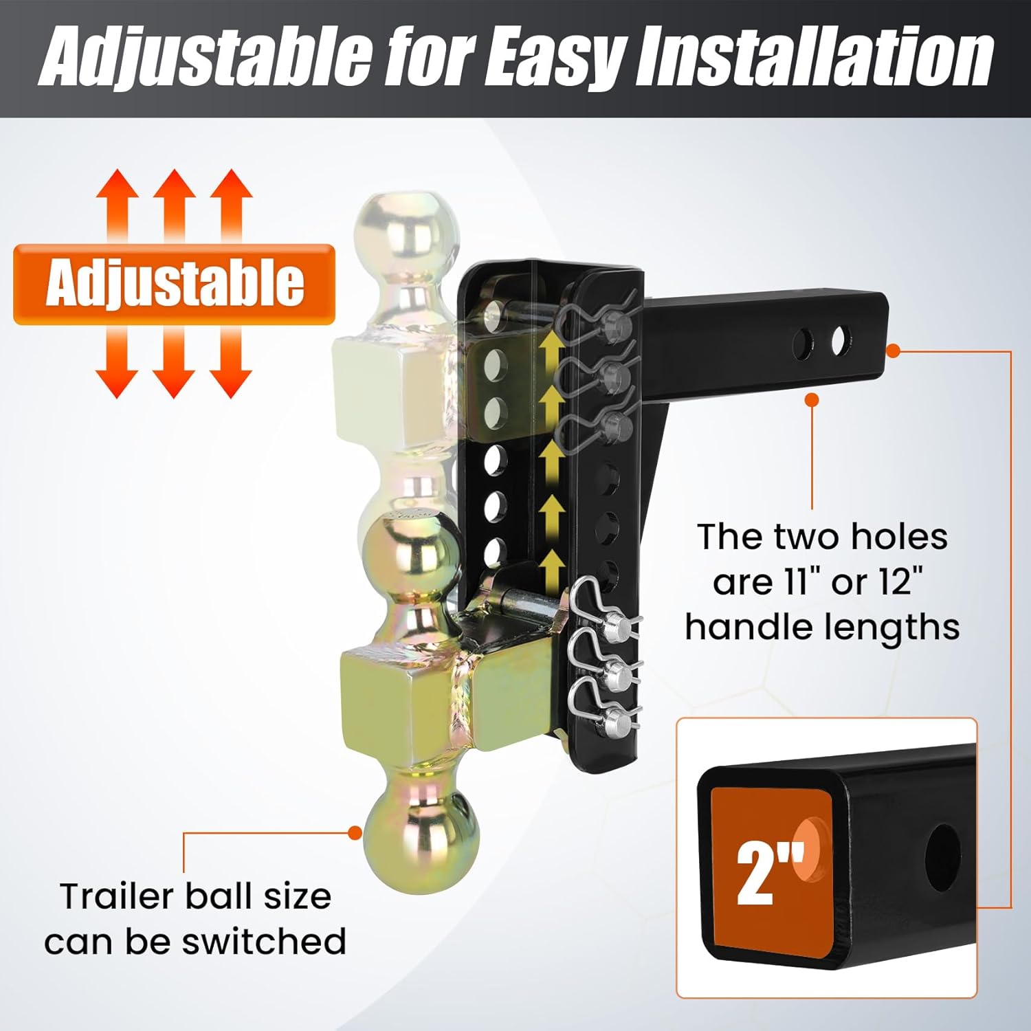 45900 enganches de remolque ajustables, enganche de caída de 2 pulgadas ...