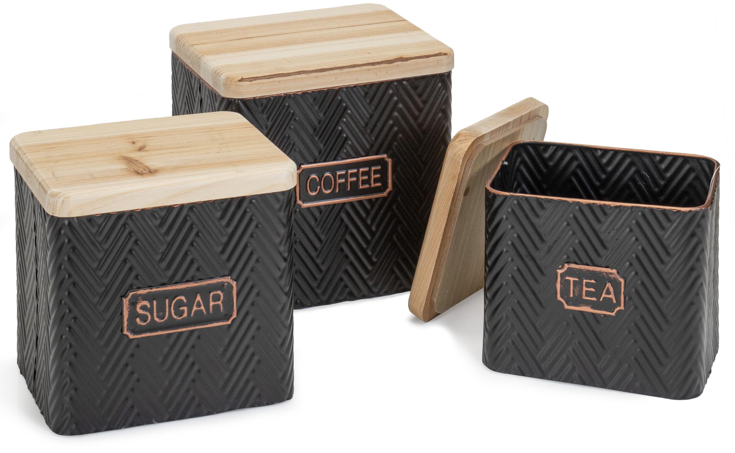 Amazon.com: Red Co. Set of 3 Pre-Labeled Embossed Metal Storage ...