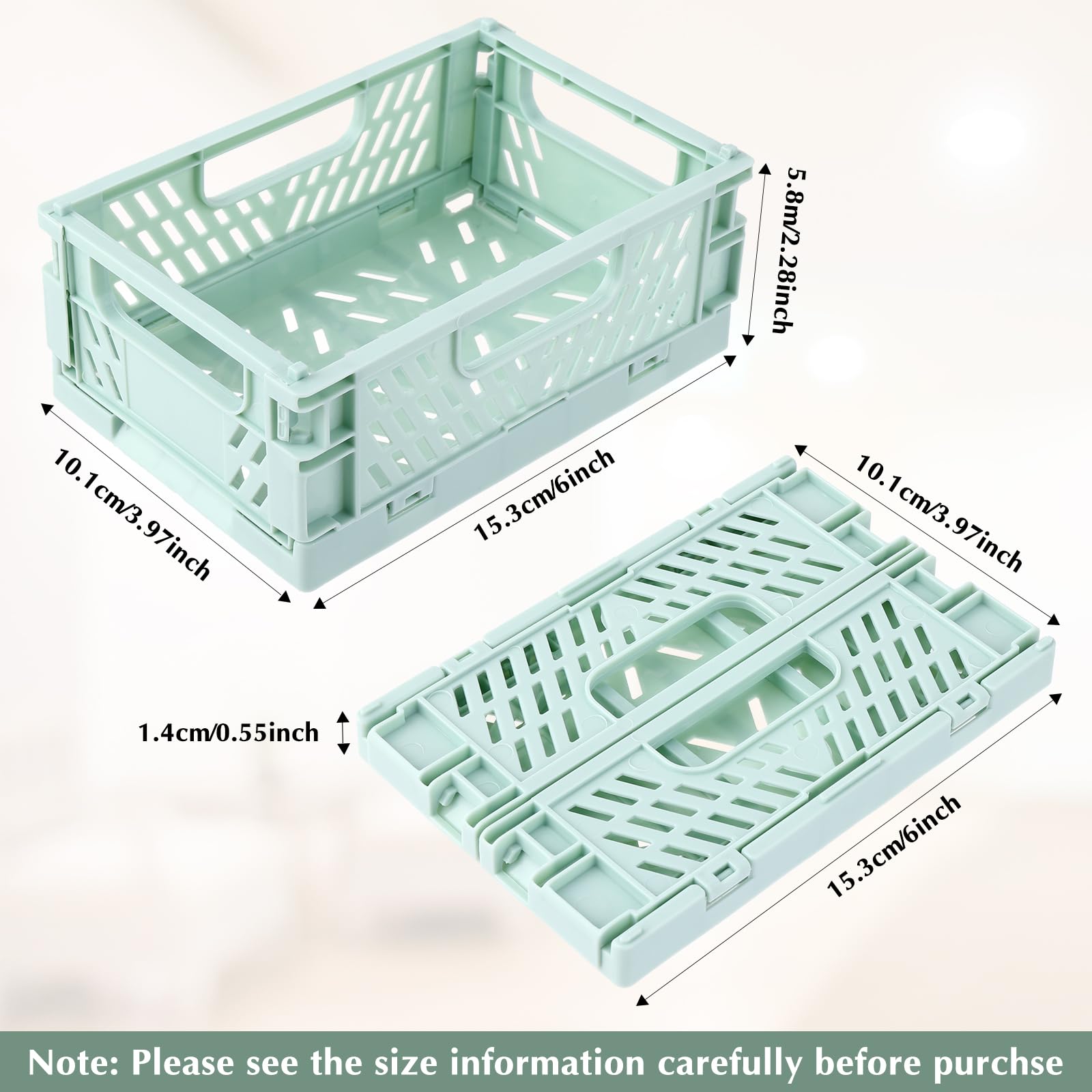 TIESOME 3 Pack Mini Plastic Baskets, Collapsible Storage Crate Pastel ...