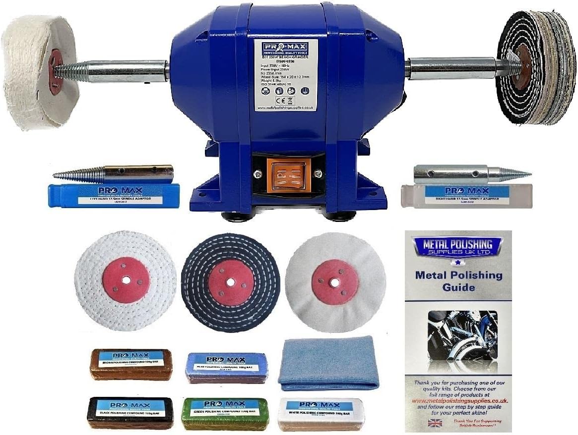 Bench Grinder Metal Polisher 6" 250W with 4" Metal Polishing Kit - Pro ...