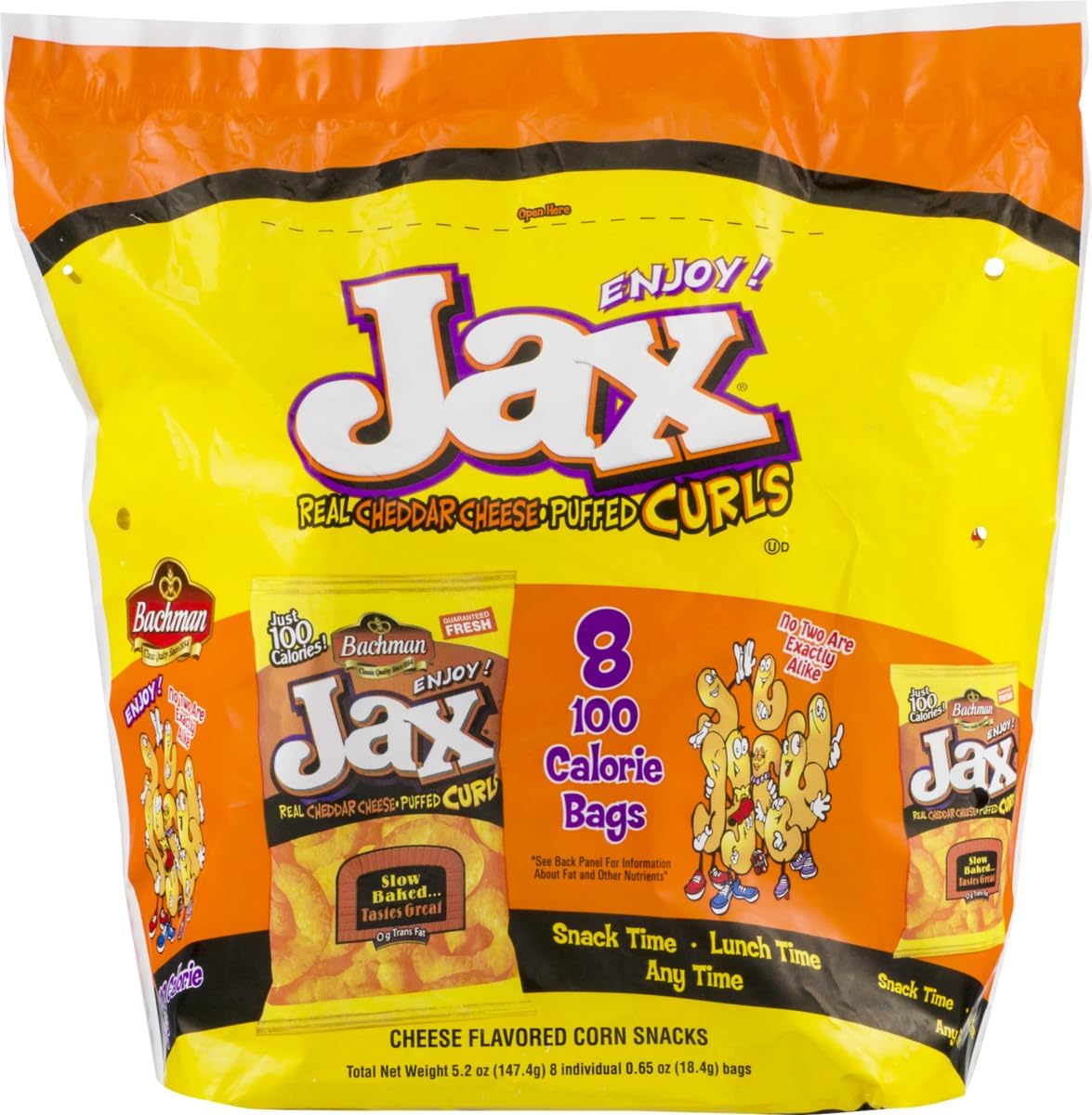 Amazon.com: Jax Cheddar Cheese Puffed Curls 100 Calorie Bags - 8 PK