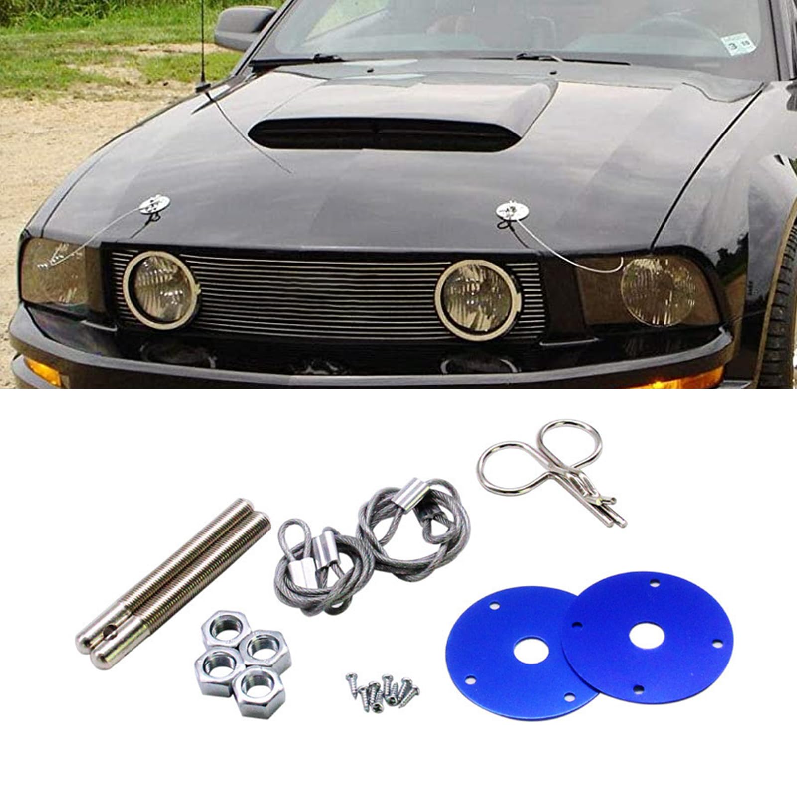 Amazon.com: Hood Pins Kit for Car - Hood Latch Kit with Racing Lanyard ...