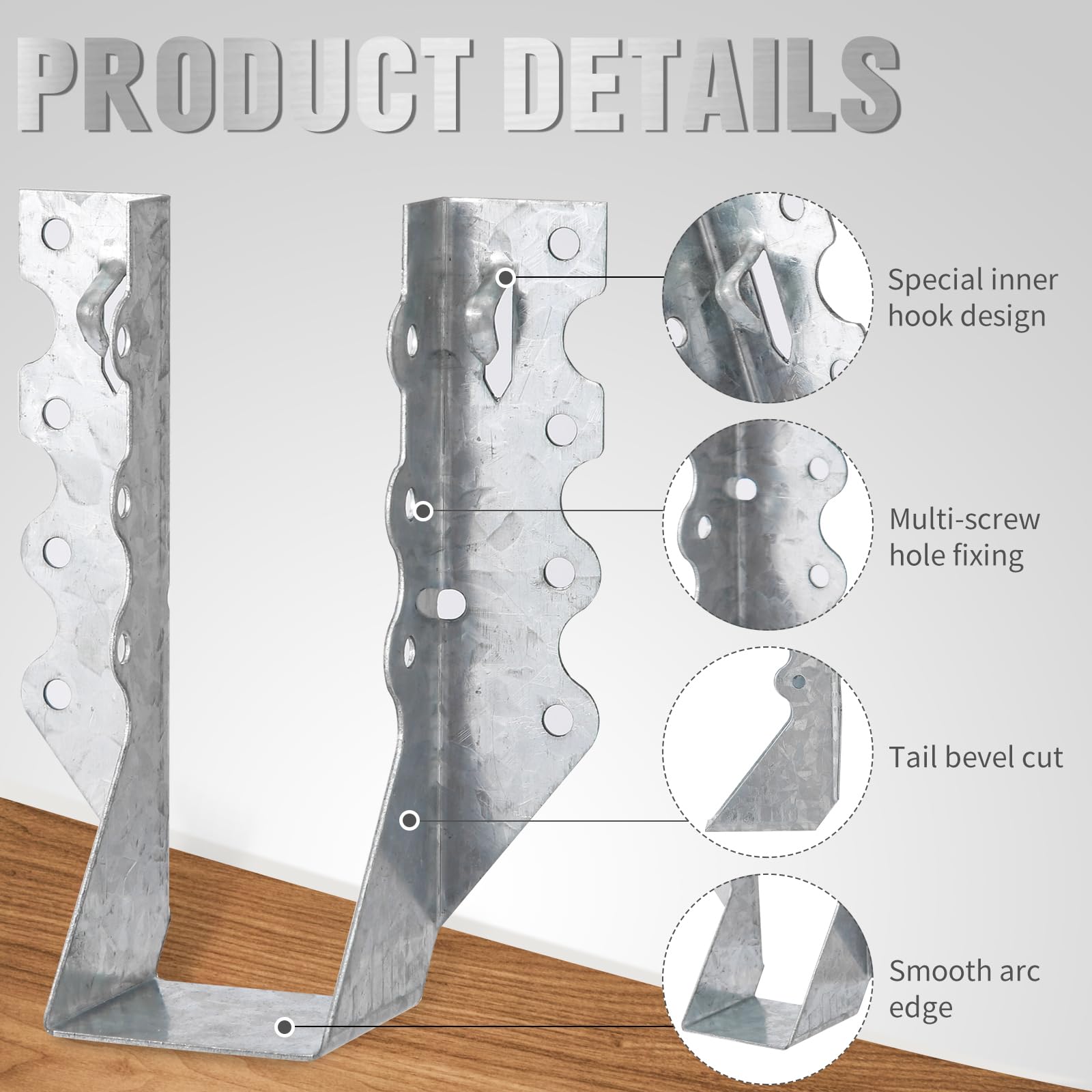 2x6 Joist Hangers With Screws 25-Pack - Galvanized Steel Hurricane Ties ...