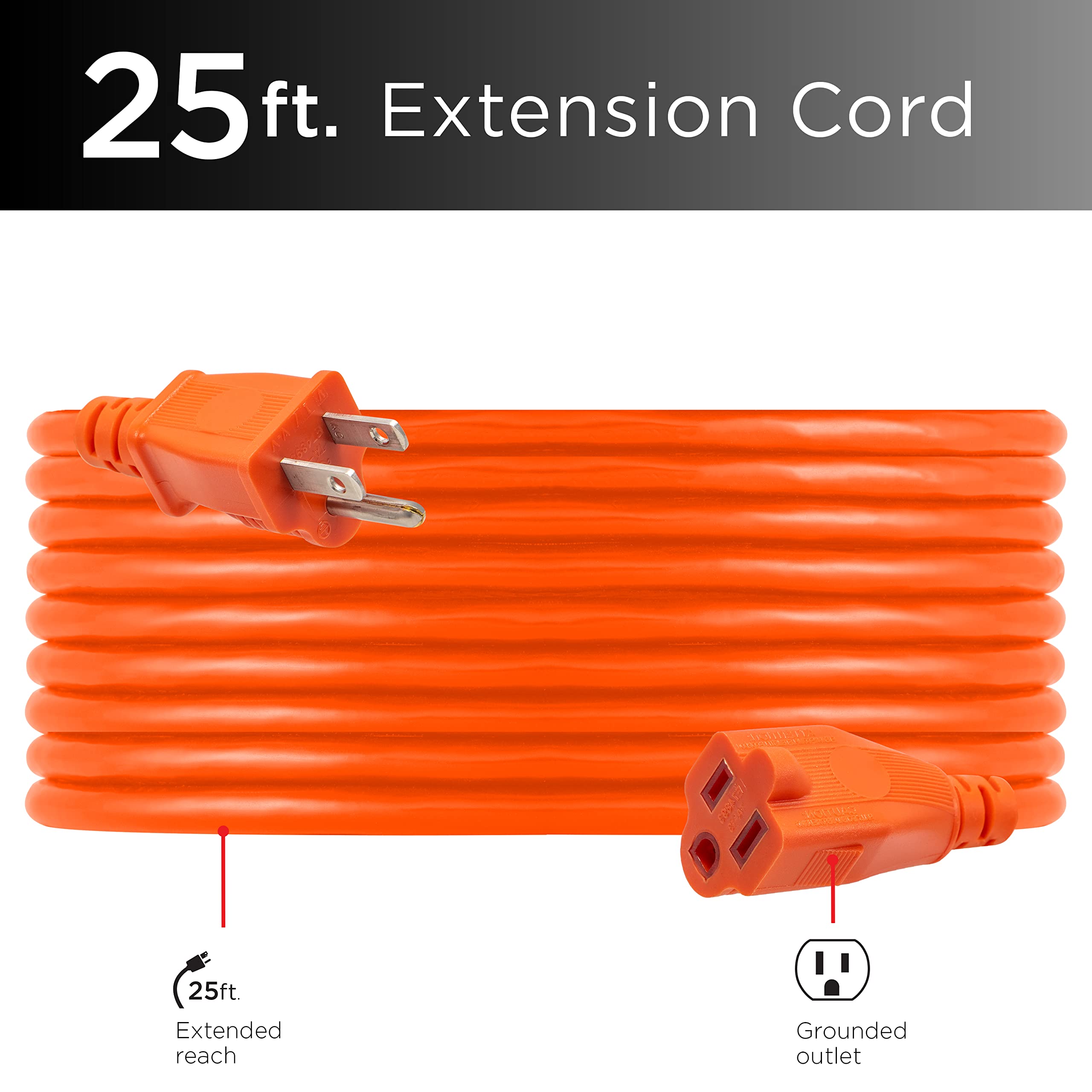 Snapklik.com : Outdoor Extension Cord, 25 Ft, Long Heavy Duty Extension ...