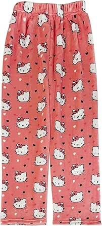 Kunsecsh Anime Cartoon Pajama Pants for Women Girls Cute Cat Flannel ...