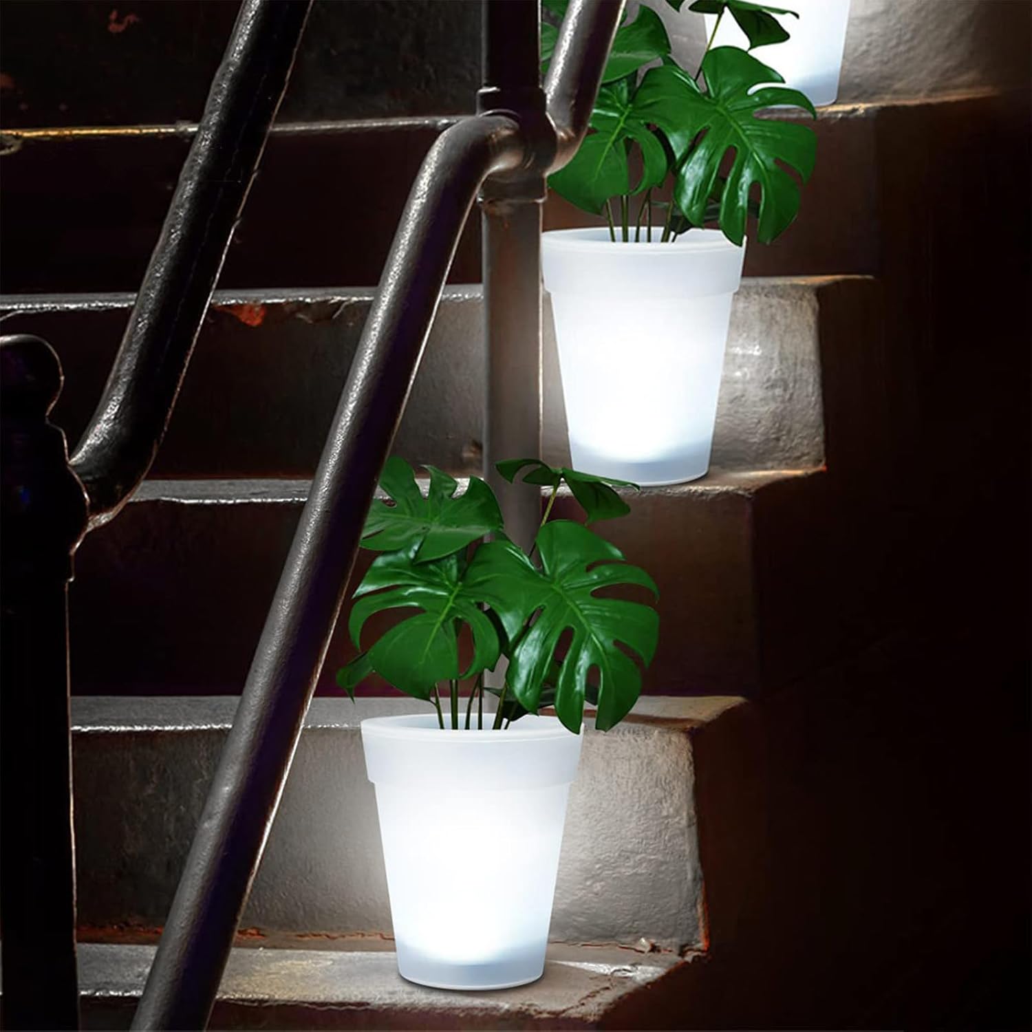 Amazon.com : Solar Powered Glowing Flowerpot Solar Luminous Waterproof ...
