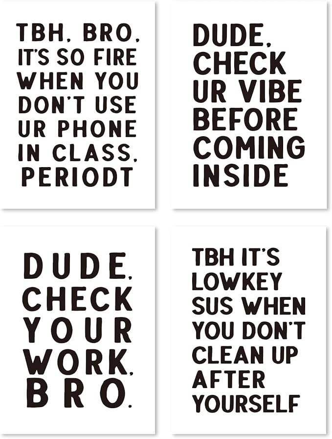 Amazon.com: Hxlac Funny High School Classroom Wall Art Prints Set of 4 ...
