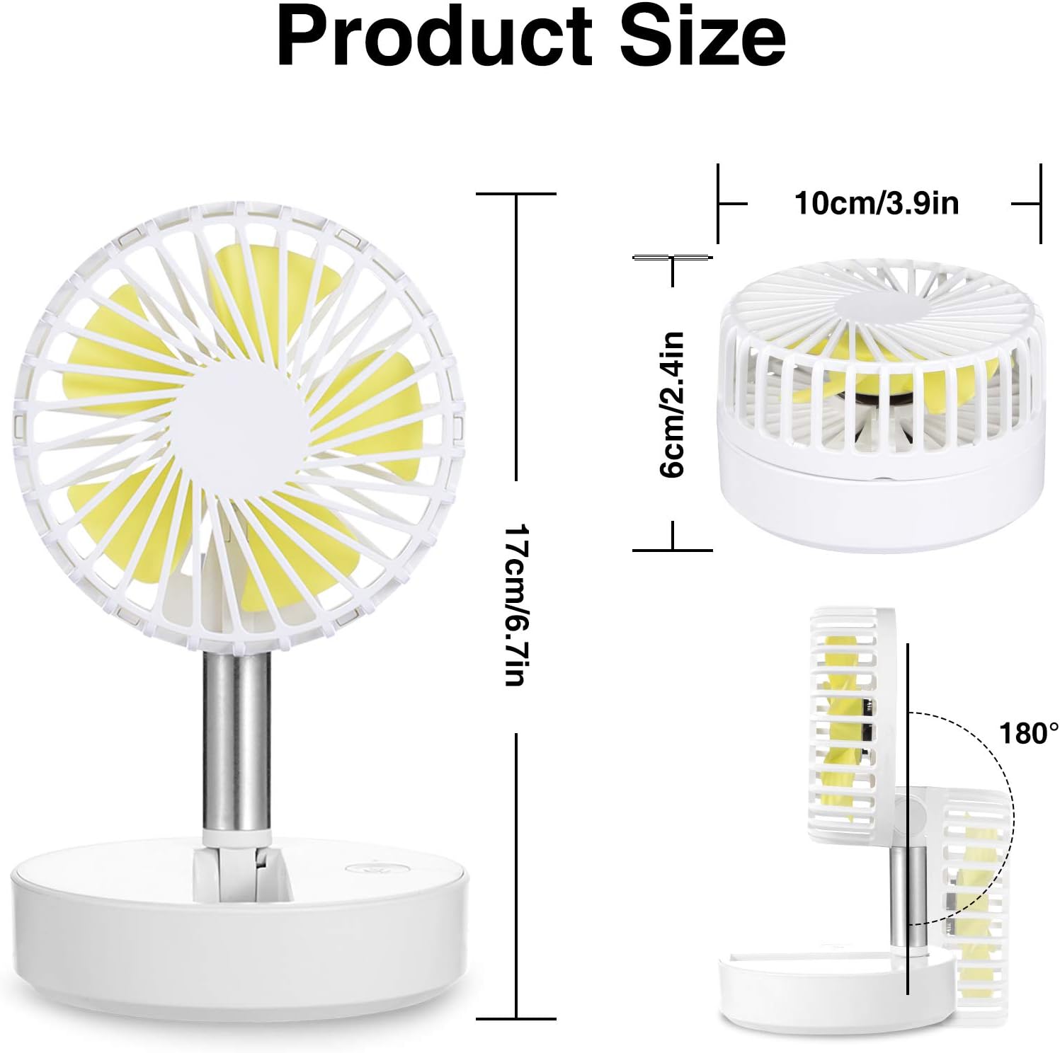 Desk Fan 4 Inch Mini | 3 Speed Settings | Noiseless USB Fan, Adjustable ...