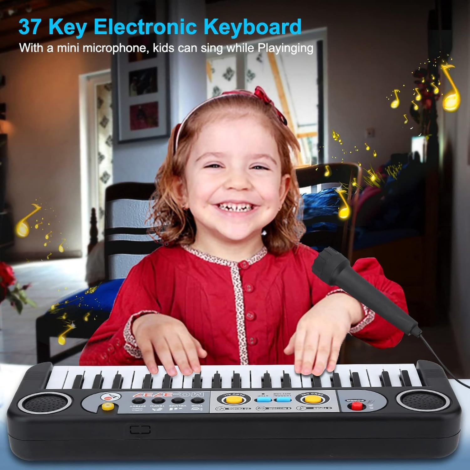 kuweot Piano de teclado para niños, 37 teclas, portátil, herramienta de ...