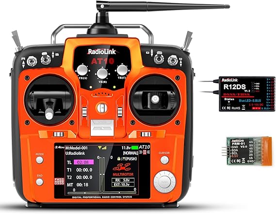 Radiolink AT10II 12 Canali Trasmettitore e Ricevitore RC R12DS 2,4 GHz ...