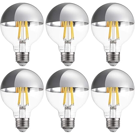 ARGANOL Half Chrome Light Bulb Dimmable 6W (Equivalent 60 Watt), G80 ...