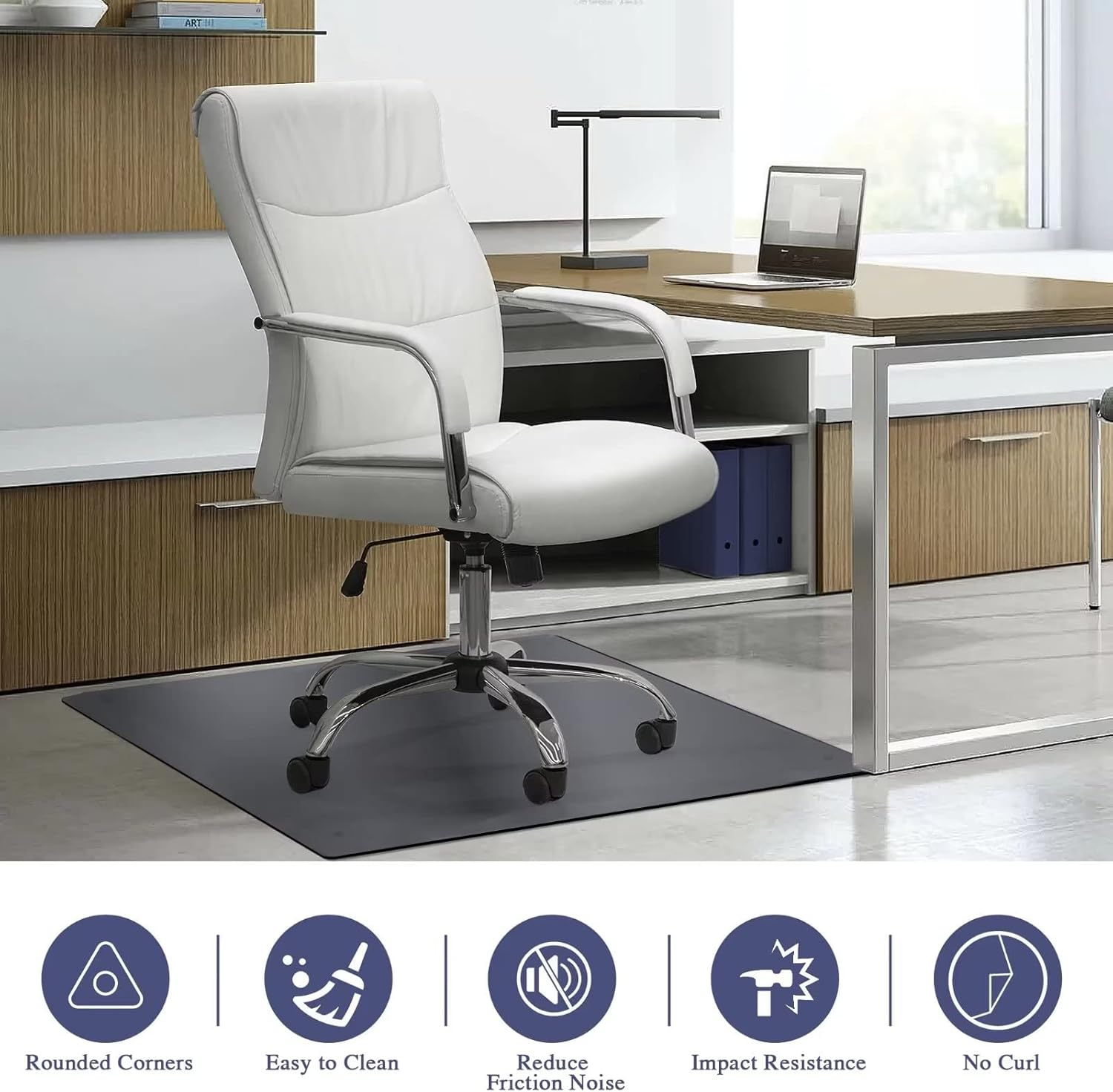 MIRUO Tapete de vidrio templado para silla de escritorio para suelos ...