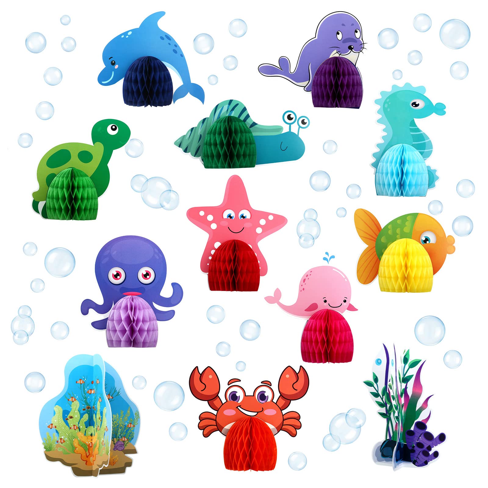 12 Packs Sea Animal Honeycomb Centerpieces, Sea Creature Honeycomb ...